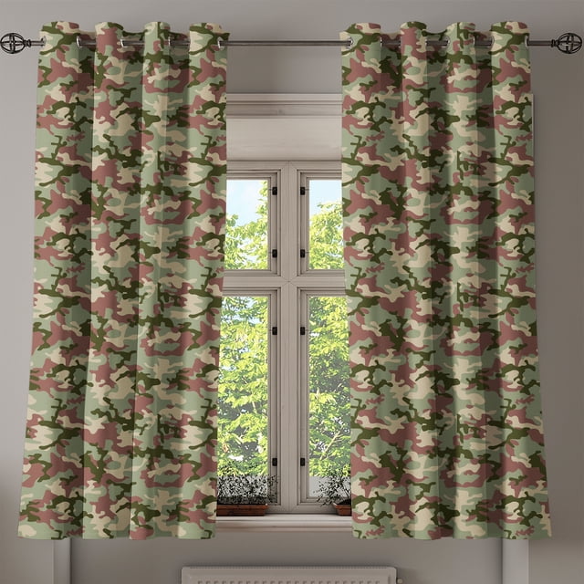 Ambesonne Camo Grommet Curtain, Pattern in Forest Colors, 50" x 54 ...