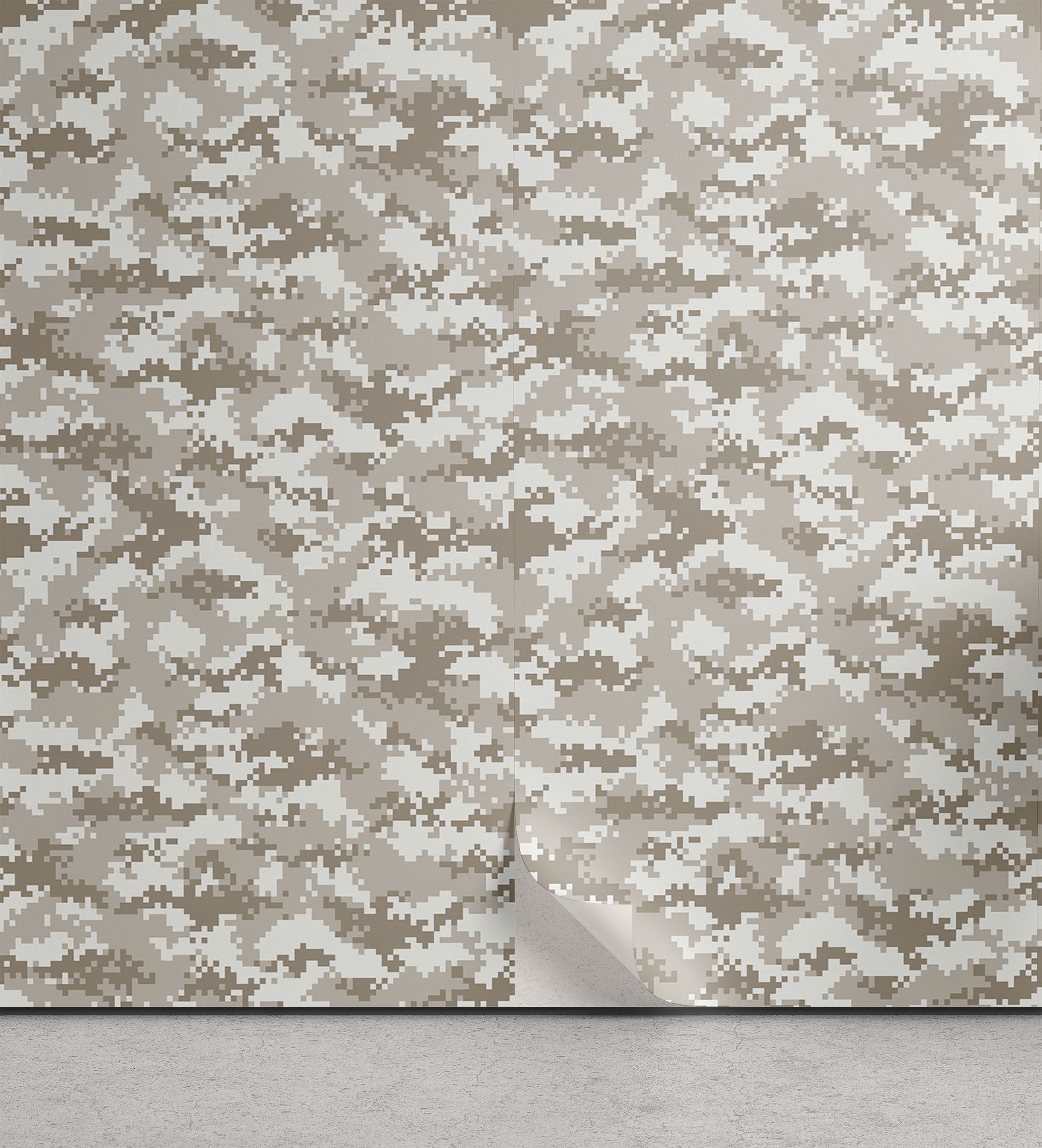 Ambesonne Camo Peel & Stick Wallpaper for Home, Neutral Tones Abstract ...