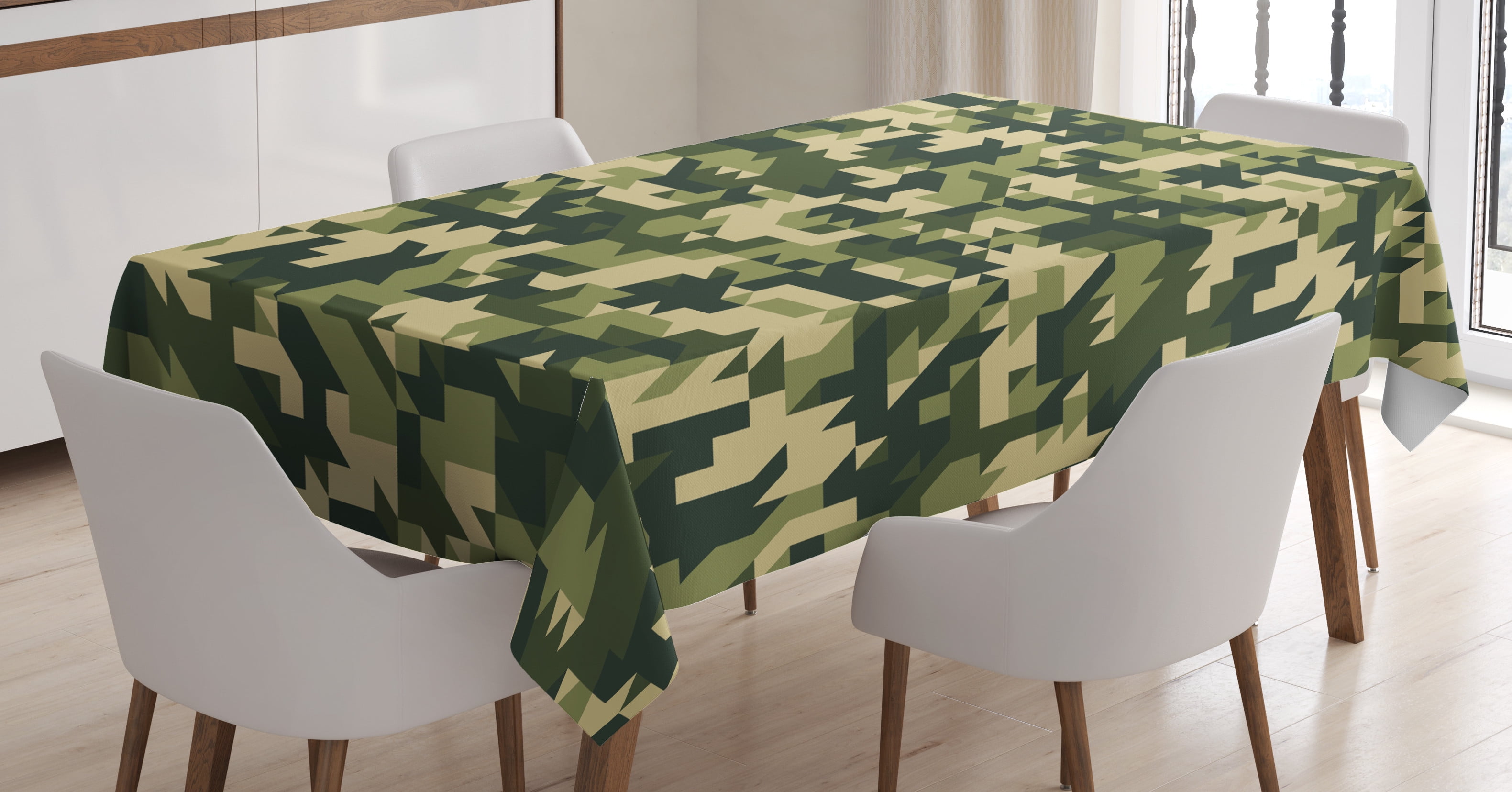 Ambesonne Camo Tablecloth Rectangular Table Cover, Abstract Chevron ...