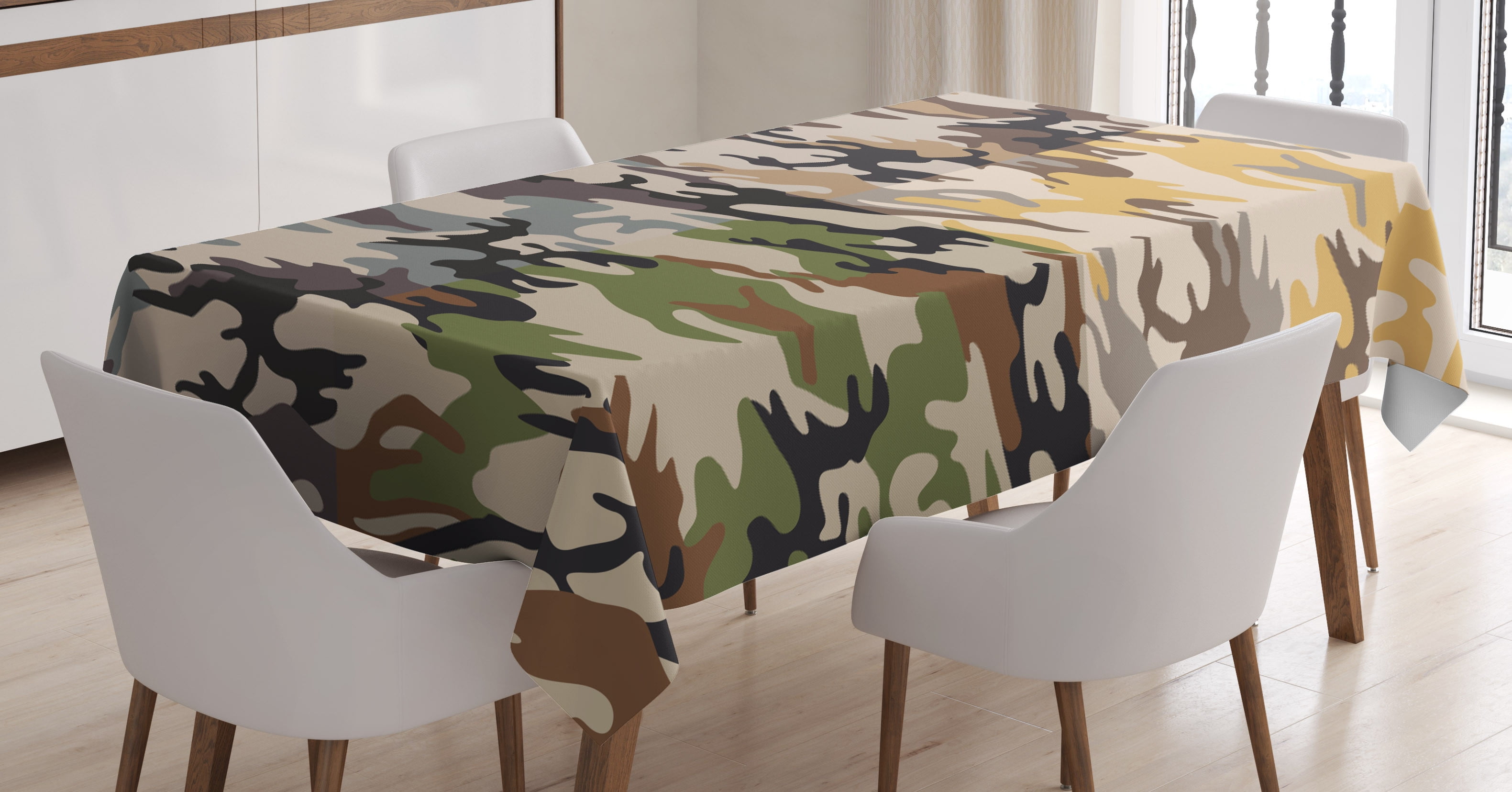 Ambesonne Camo Tablecloth Rectangular Table Cover, Different Colored ...