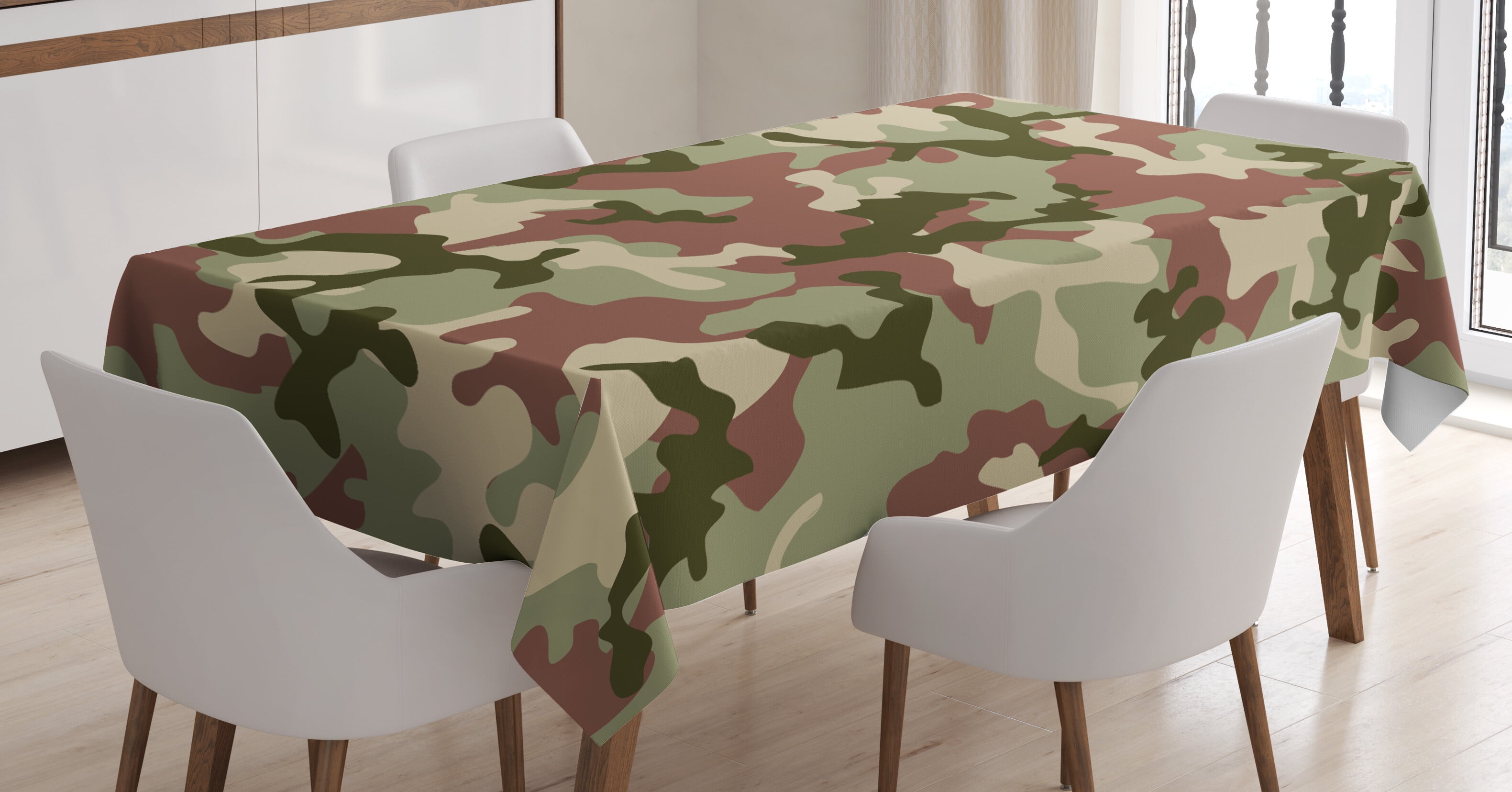 Ambesonne Camo Tablecloth Rectangular Table Cover, Pattern in Forest ...