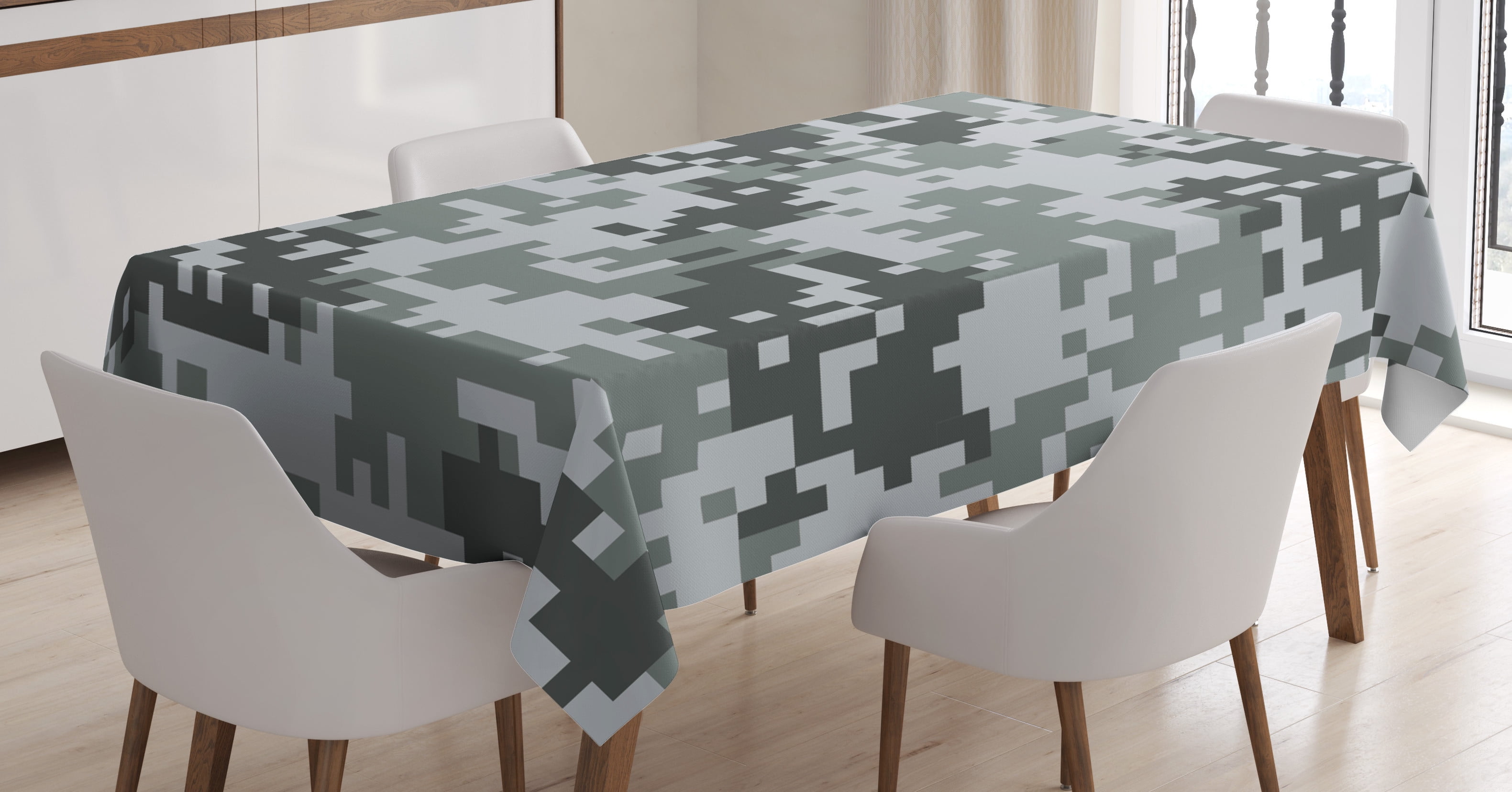 Ambesonne Camo Tablecloth Rectangular Table Cover, Pixel Effect Digital ...