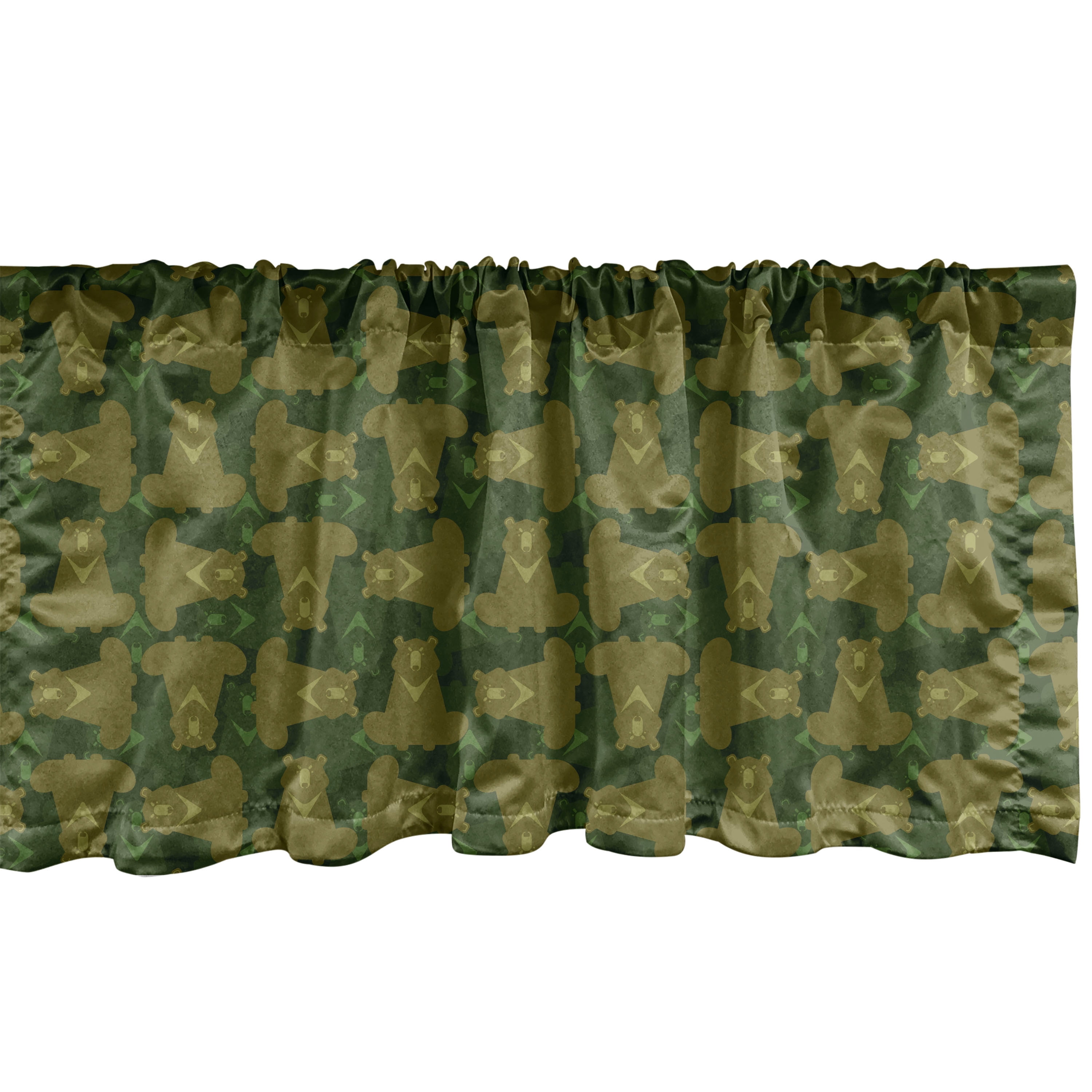 Ambesonne Camo Window Valance, Camouflage with Bear Animals, 54" X 18 ...