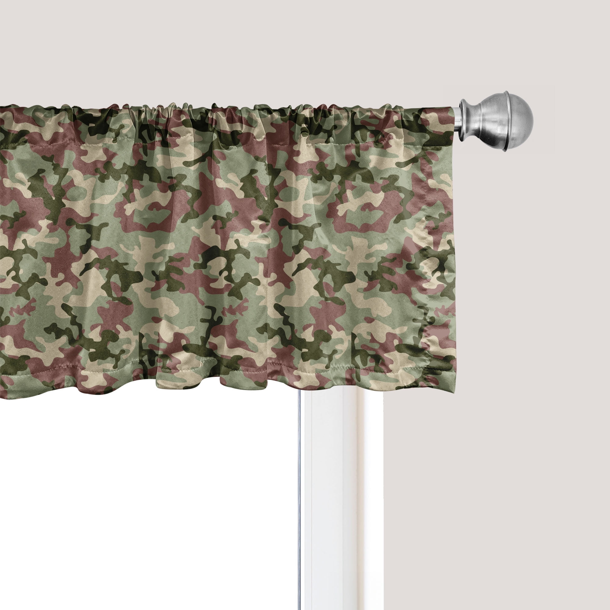 Ambesonne Camo Window Valance, Pattern in Forest Colors, 54" X 18 ...