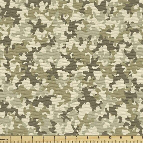 Ambesonne Camouflage Fabric by the Yard Upholstery, Faded Colors ...