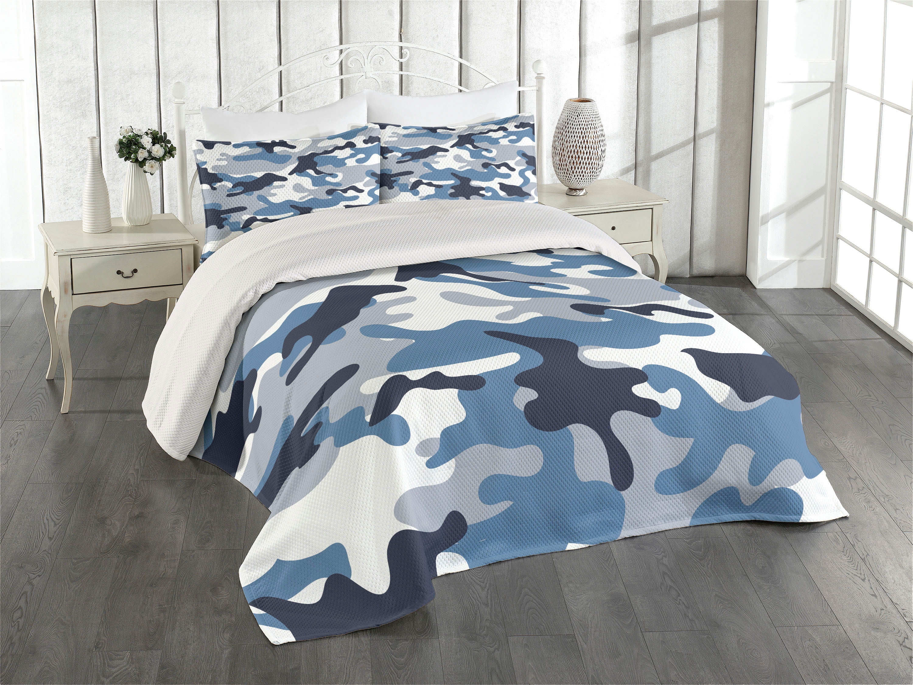 Ambesonne Camouflage Quilted Coverlet 3 Pcs, Soft Colors Design, King ...