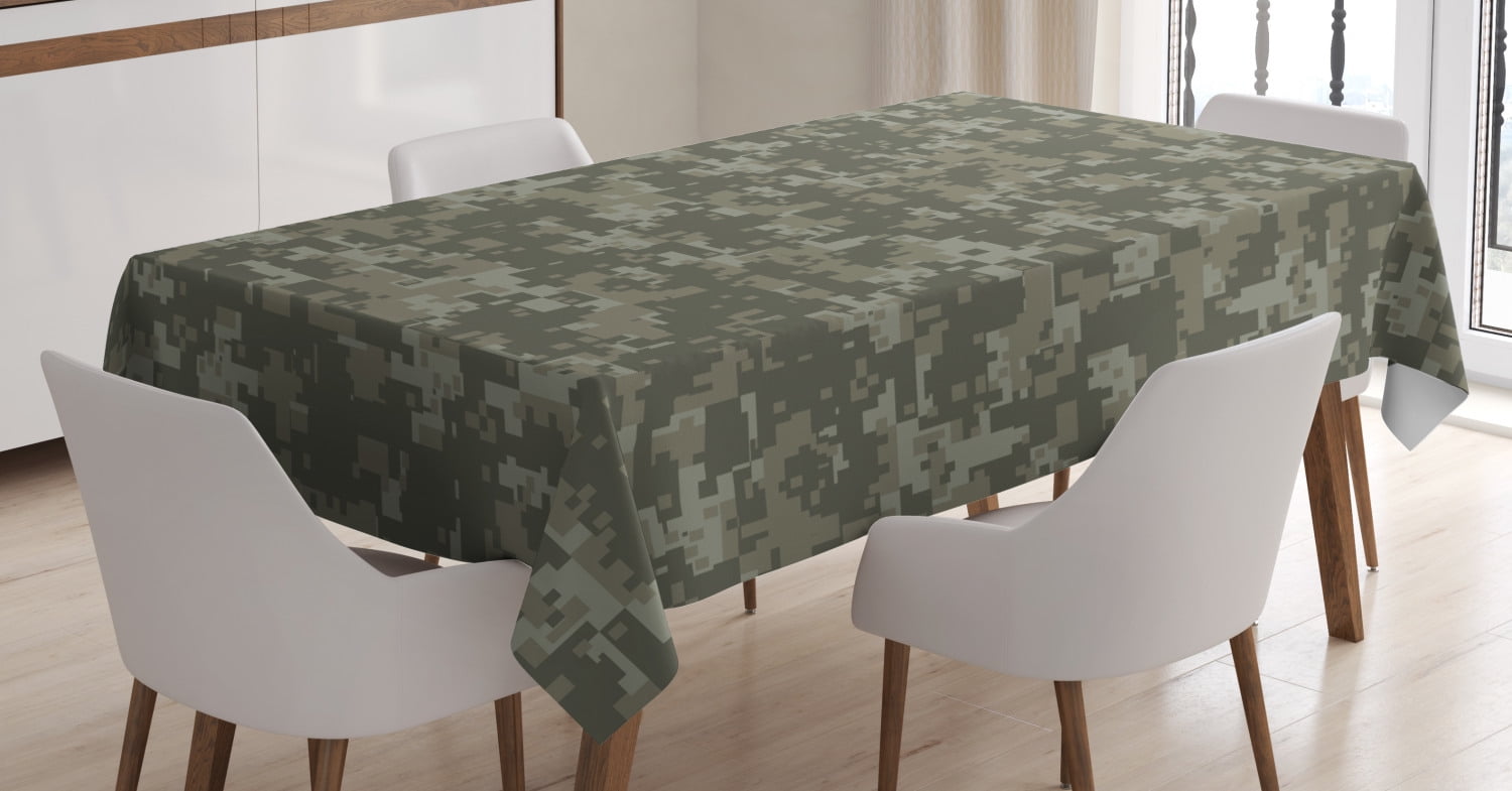 Ambesonne Camouflage Tablecloth Rectangular Table Cover, Dark Forest ...