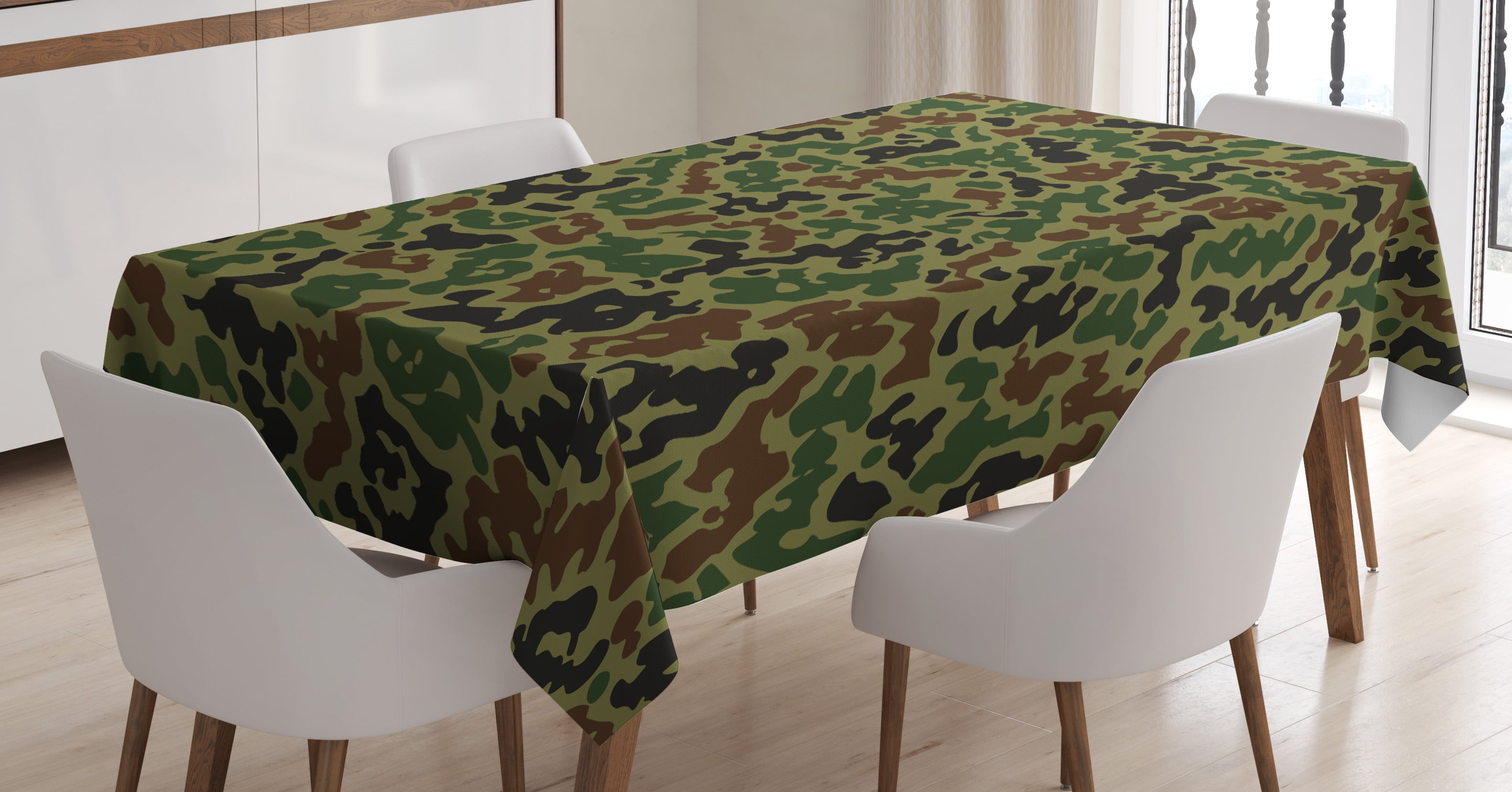 Ambesonne Camouflage Tablecloth Rectangular Table Cover, Green Forest ...