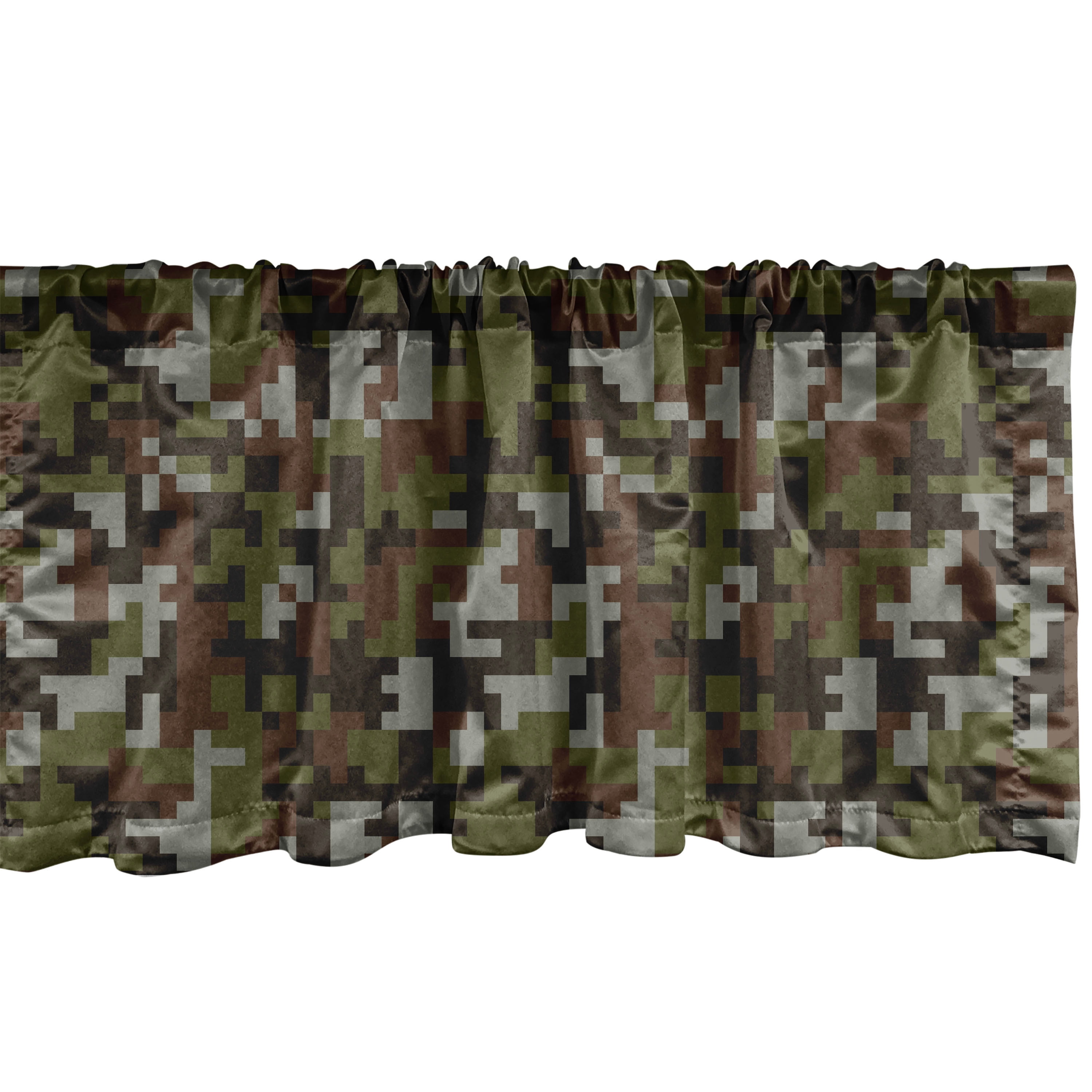 Ambesonne Camouflage Window Valance, Abstract Pixel Art Camo, 54" X 18 ...