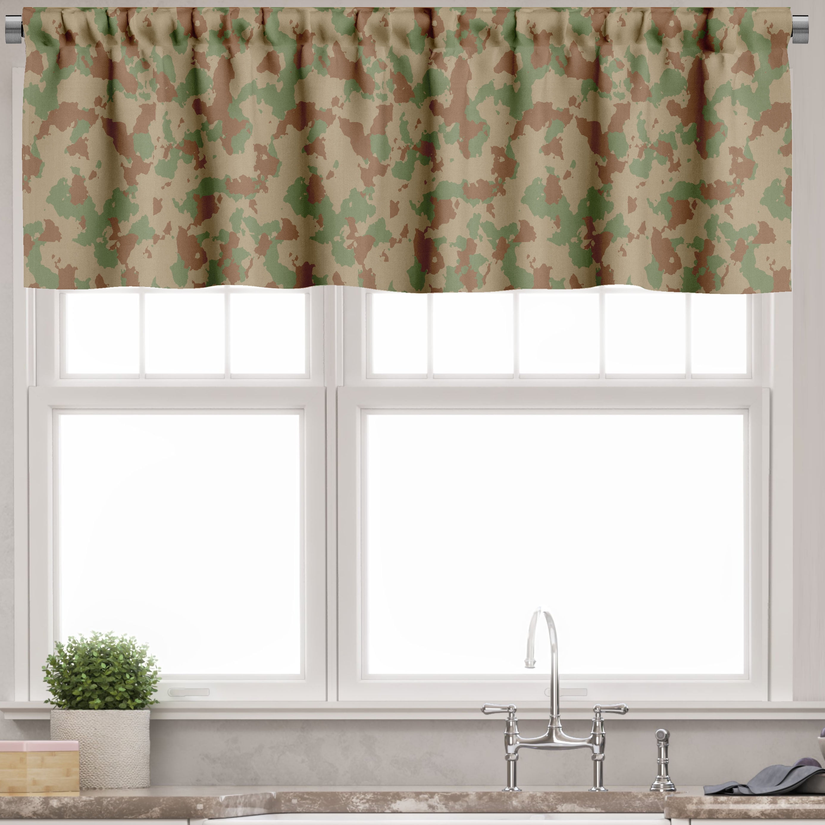 Ambesonne Camouflage Window Valance, Classic Tricolor Camo, 54" X 18 ...