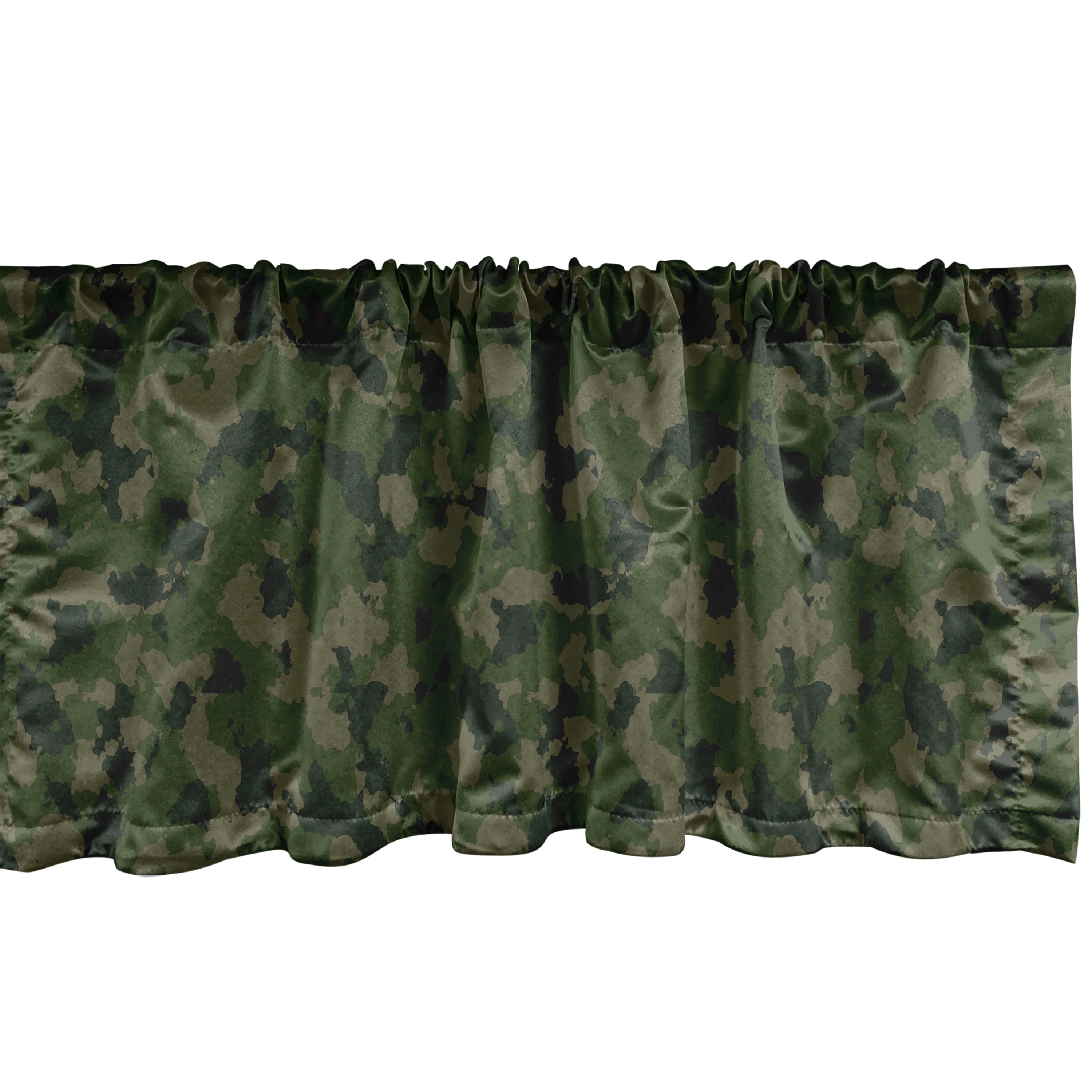 Ambesonne Camouflage Window Valance, Simplistic Woodland Camo, 54" X 18 ...