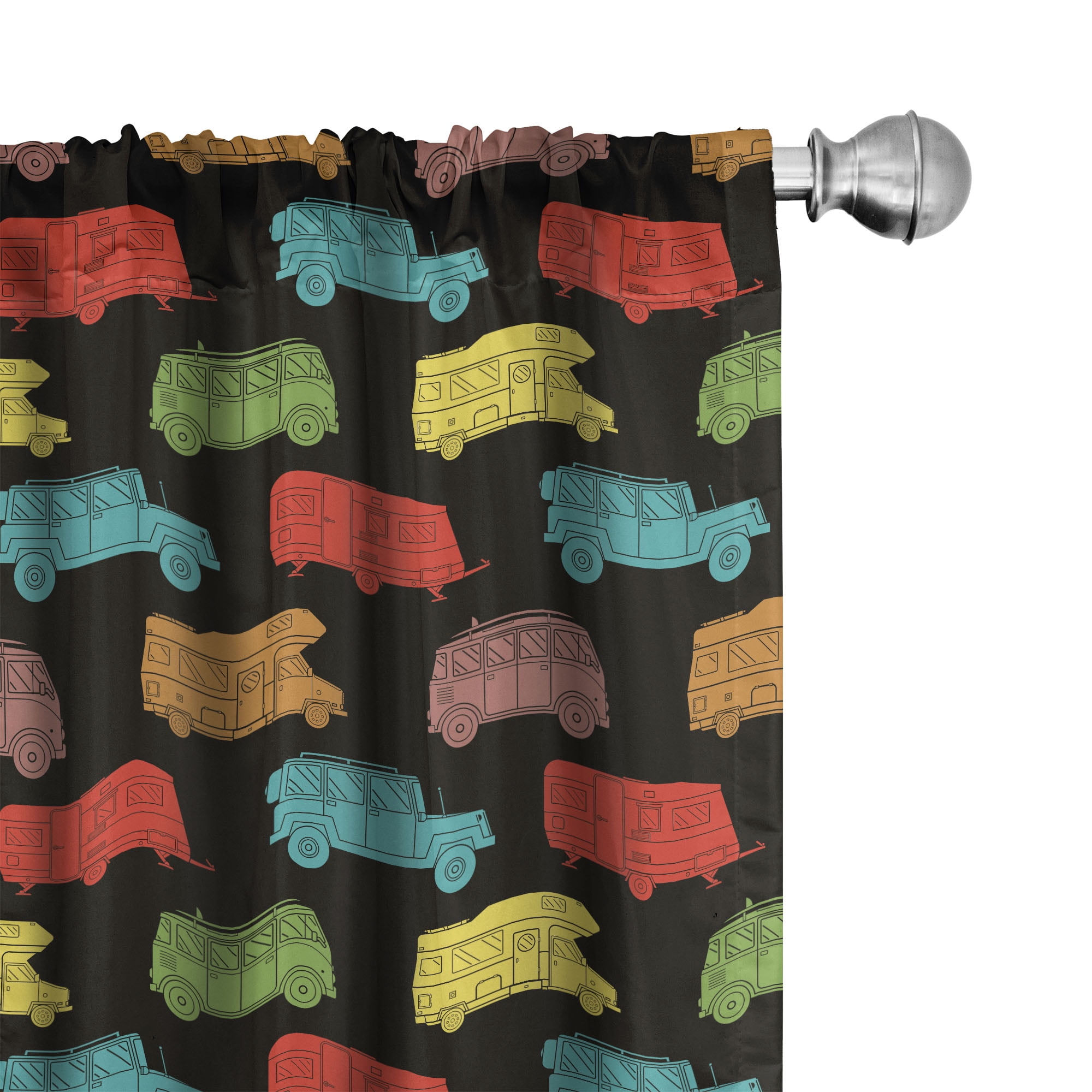 Ambesonne Camper Curtains, Colorful Van Bus Trailer, Pair of 28"x63 ...