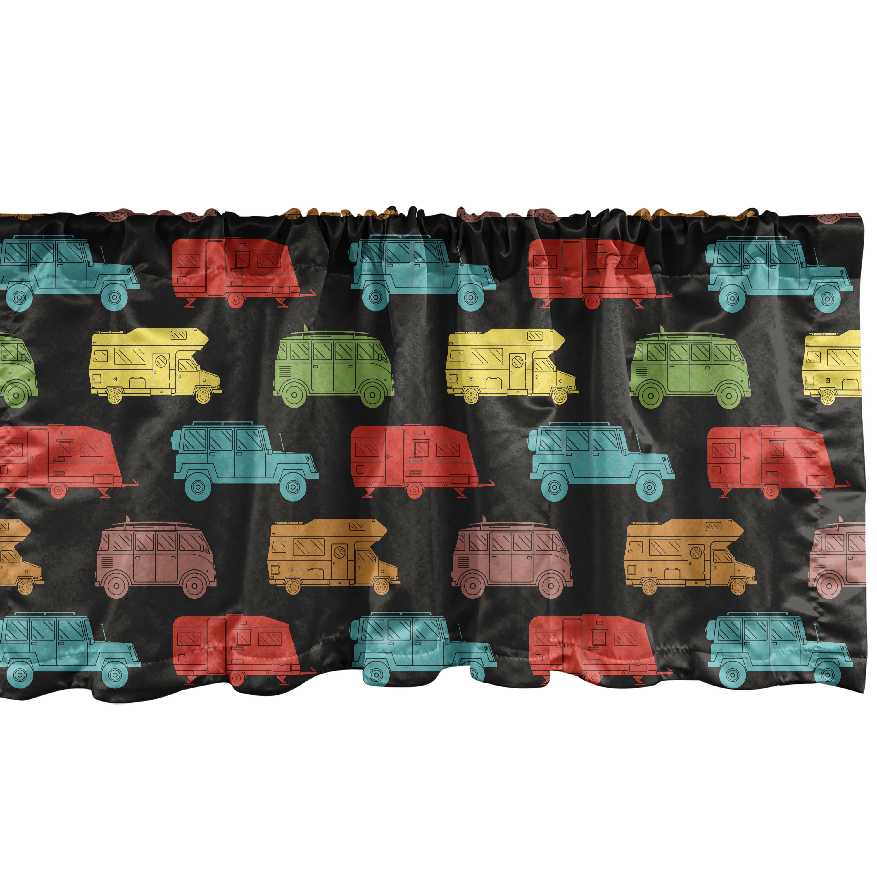 Ambesonne Camper Window Valance, Colorful Van Bus Trailer, 54" X 12 ...