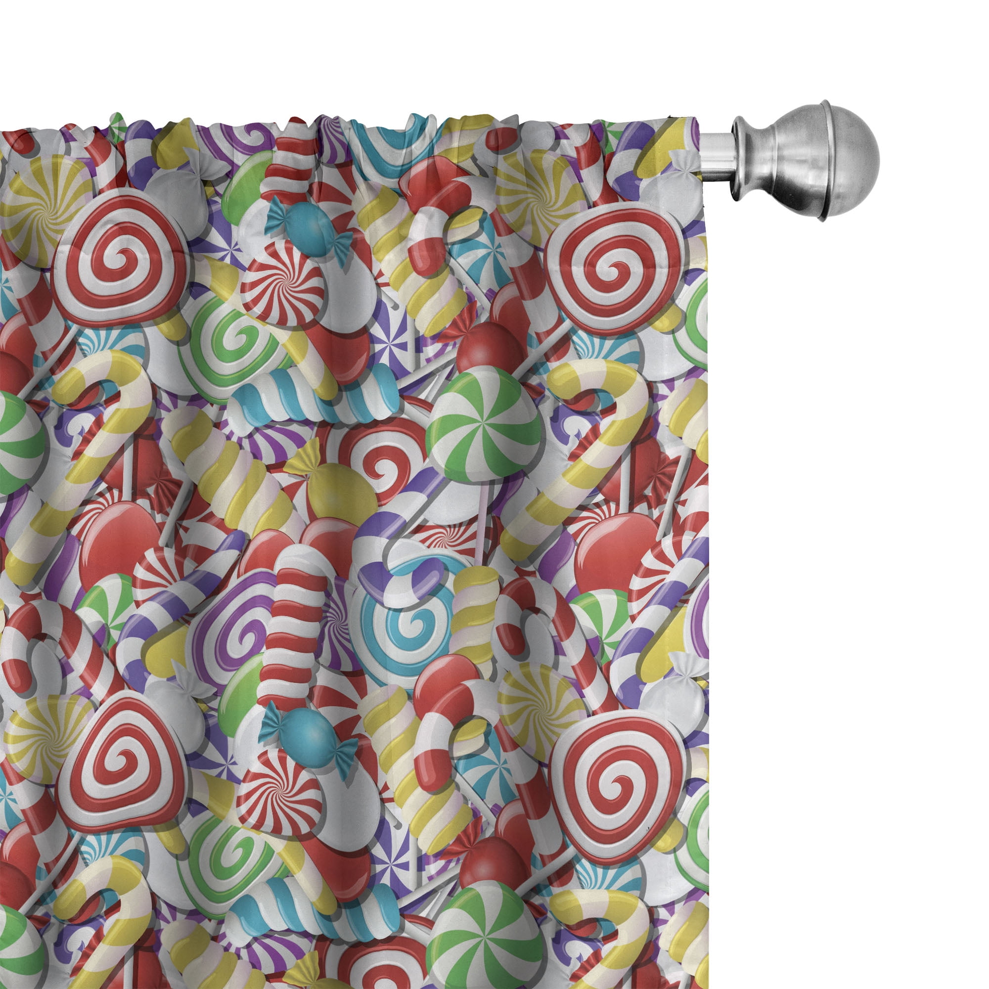 Ambesonne Candy Cane Curtains, Bonbons Lollipops, Pair of 28"x84 ...