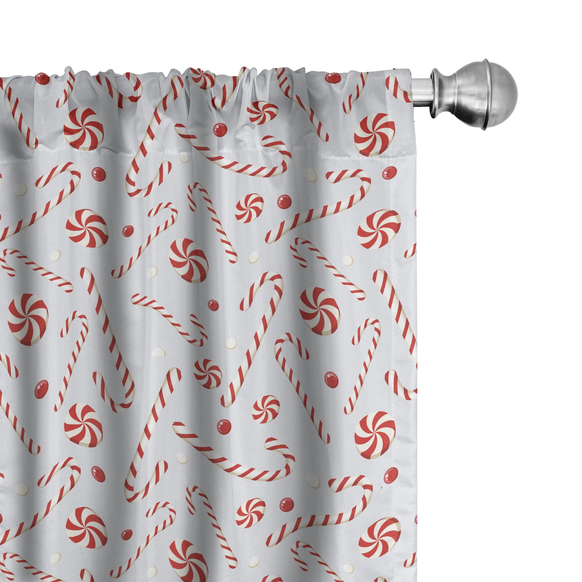 Ambesonne Candy Cane Curtains, Holiday Food, Pair of 28"x63", Red White ...