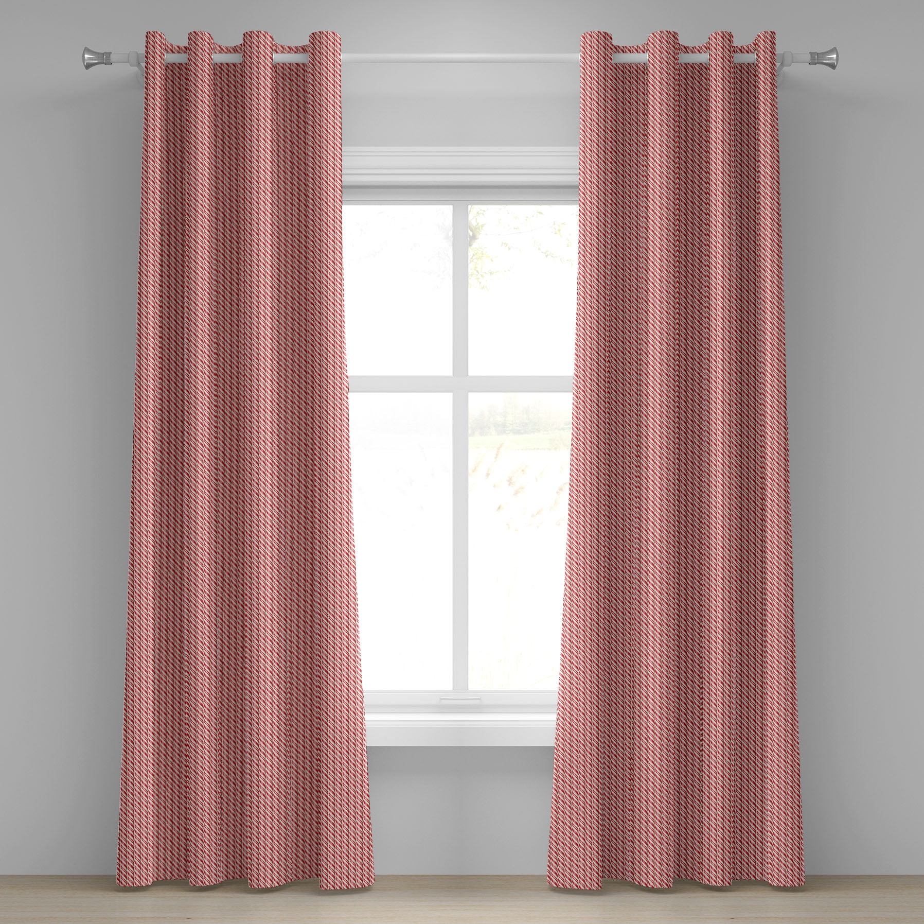 Ambesonne Candy Cane Grommet Curtain, Red Christmas Sweets, 50" x 84 ...