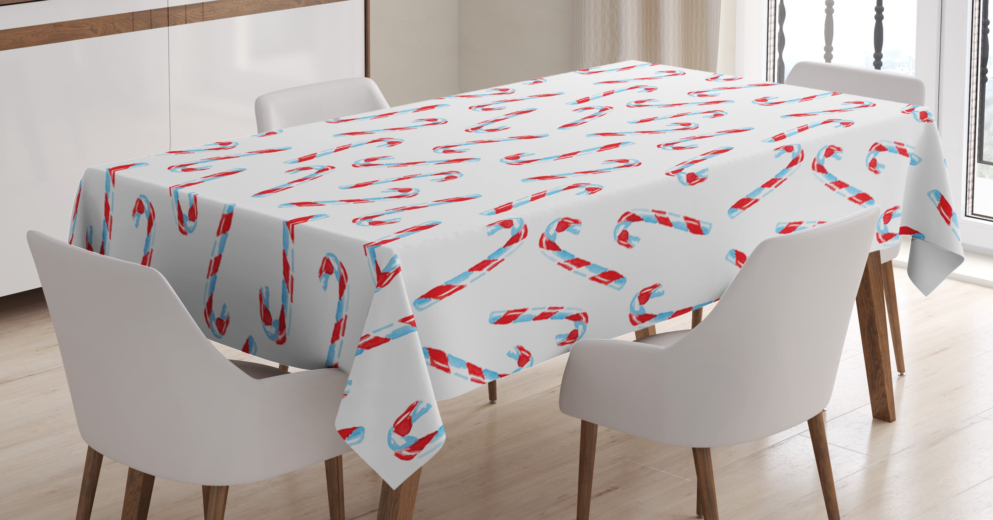 Ambesonne Candy Cane Tablecloth Rectangular Table Cover, Aquarelle ...