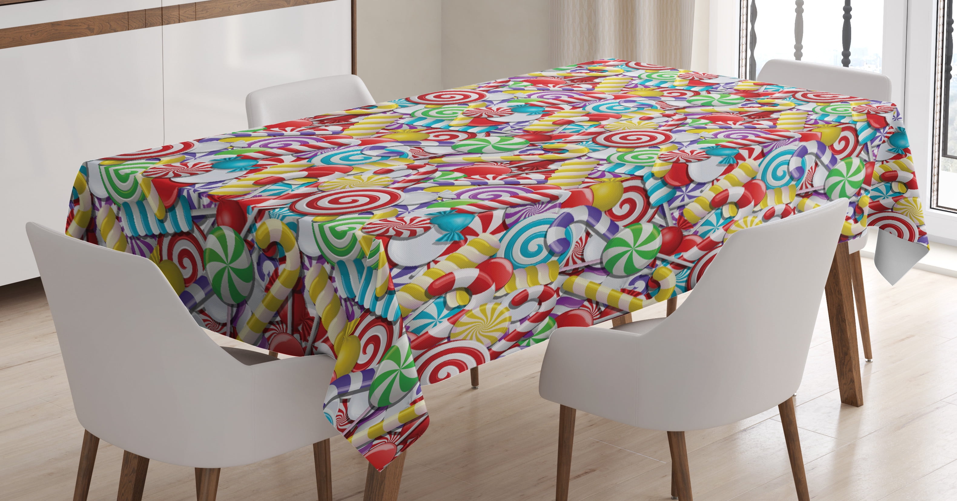 Ambesonne Candy Cane Tablecloth Rectangular Table Cover, Bonbons ...