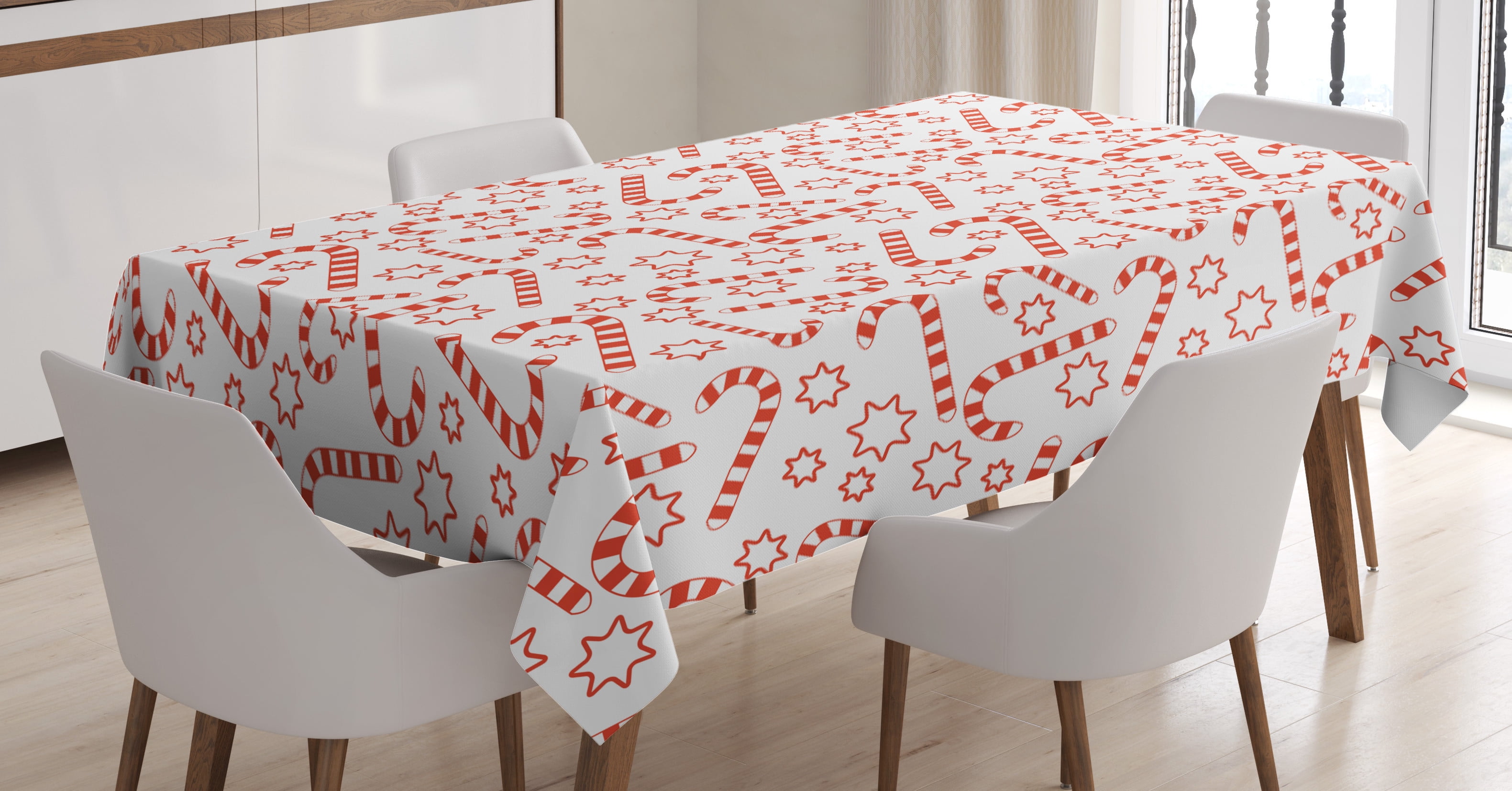 Ambesonne Candy Cane Tablecloth Rectangular Table Cover, Xmas Theme ...