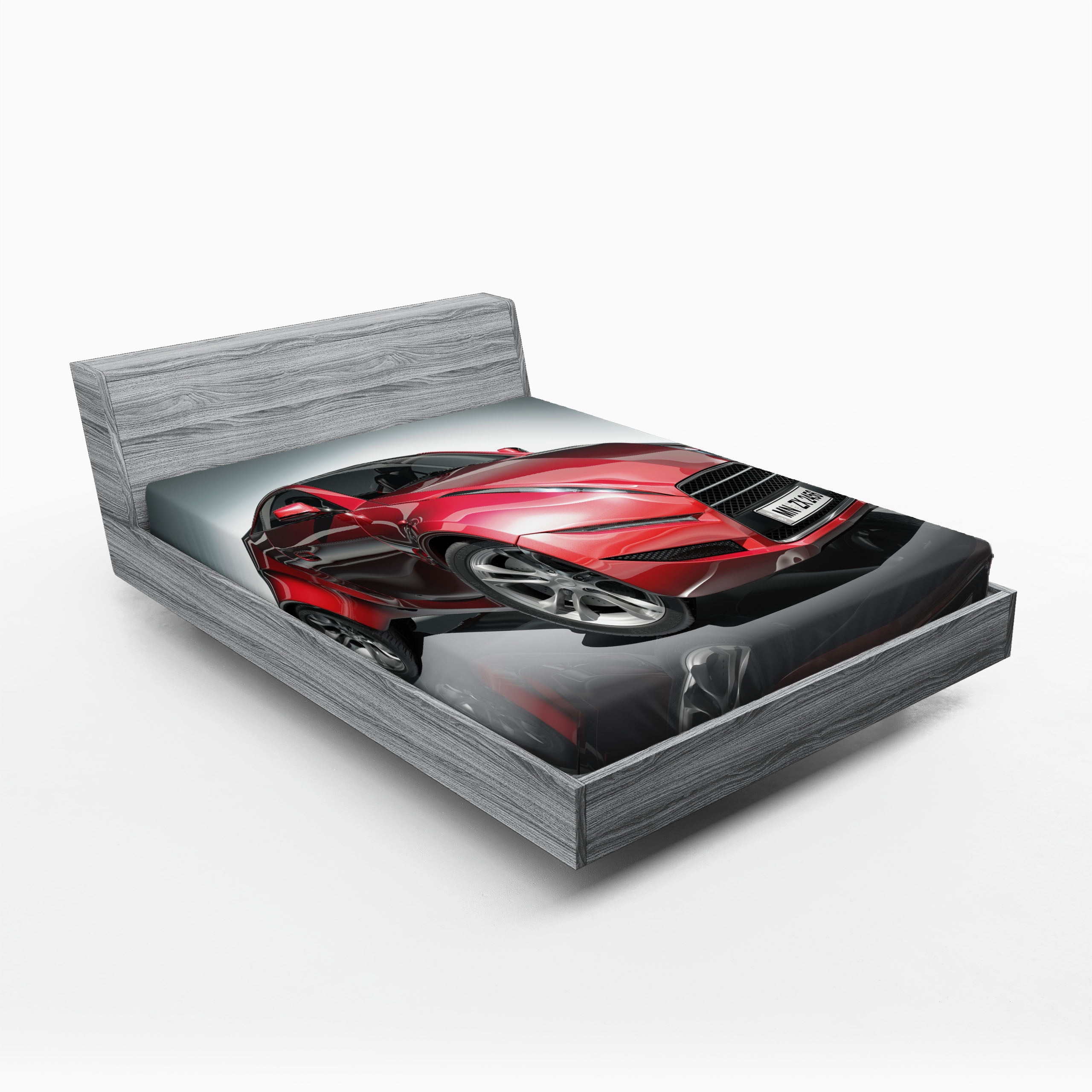 Ambesonne Car Fitted Sheet, Red Fast Sports Racing Men, Full Size, Grey ...