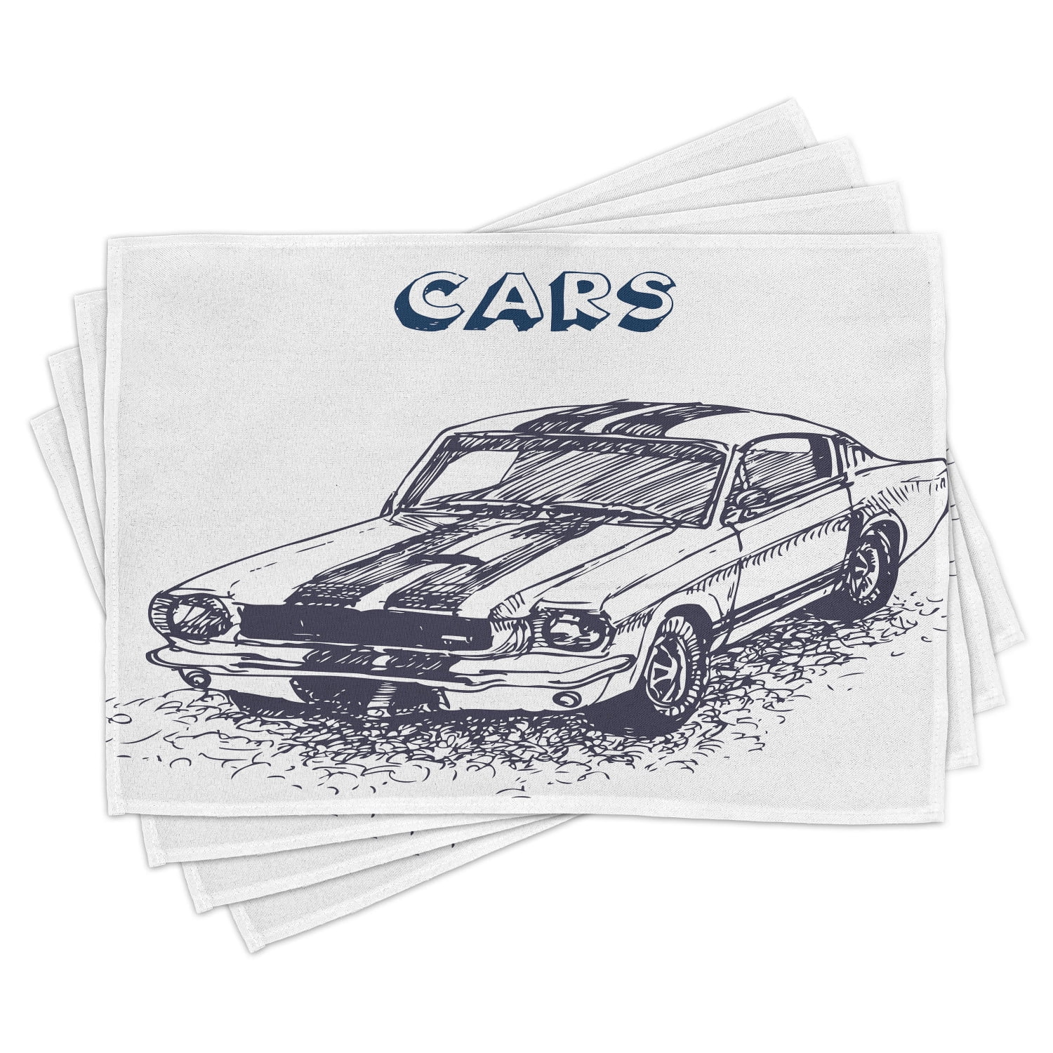 Ambesonne Car Place Mats Set of 4, Sports Car Grunge, Standard Size ...