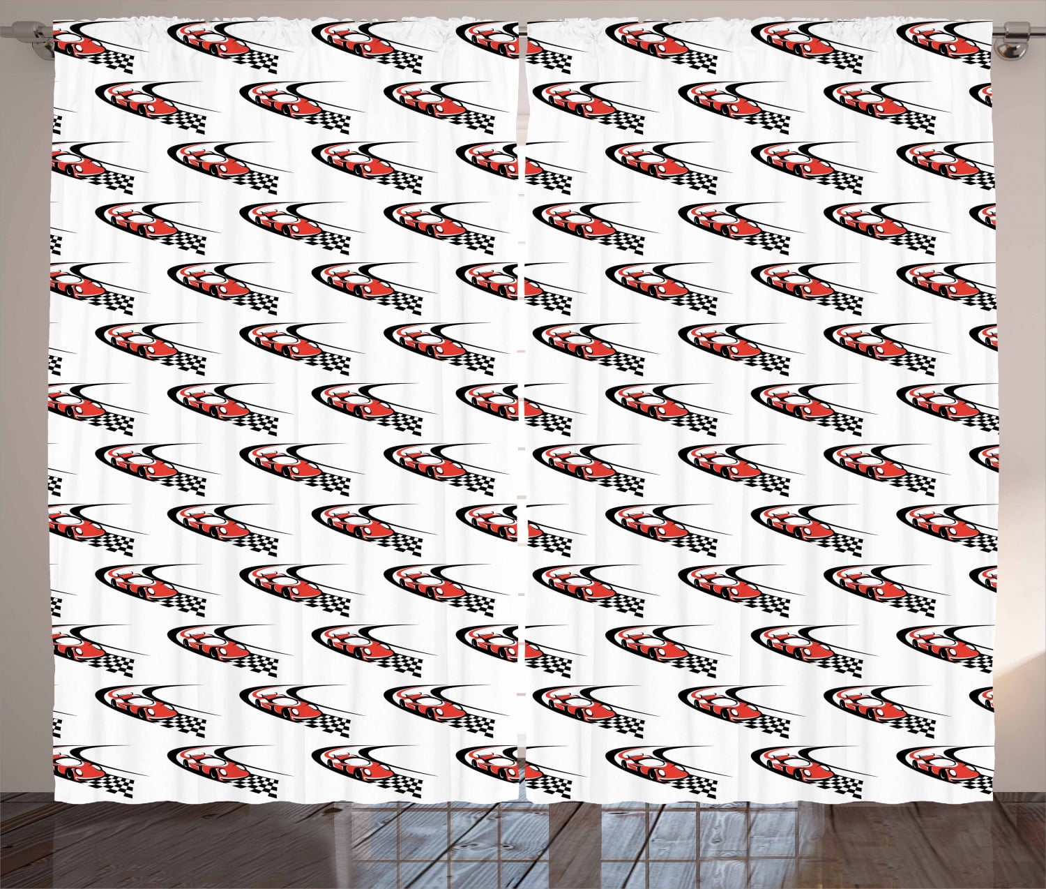 Ambesonne Cars Curtains 2 Panel Set, Formula Race Rally Win, 108" x 90 ...