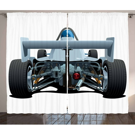 Ambesonne Cars Curtains 2 Panel Set, Super Fast Vehicle Back, 108" x 96 ...