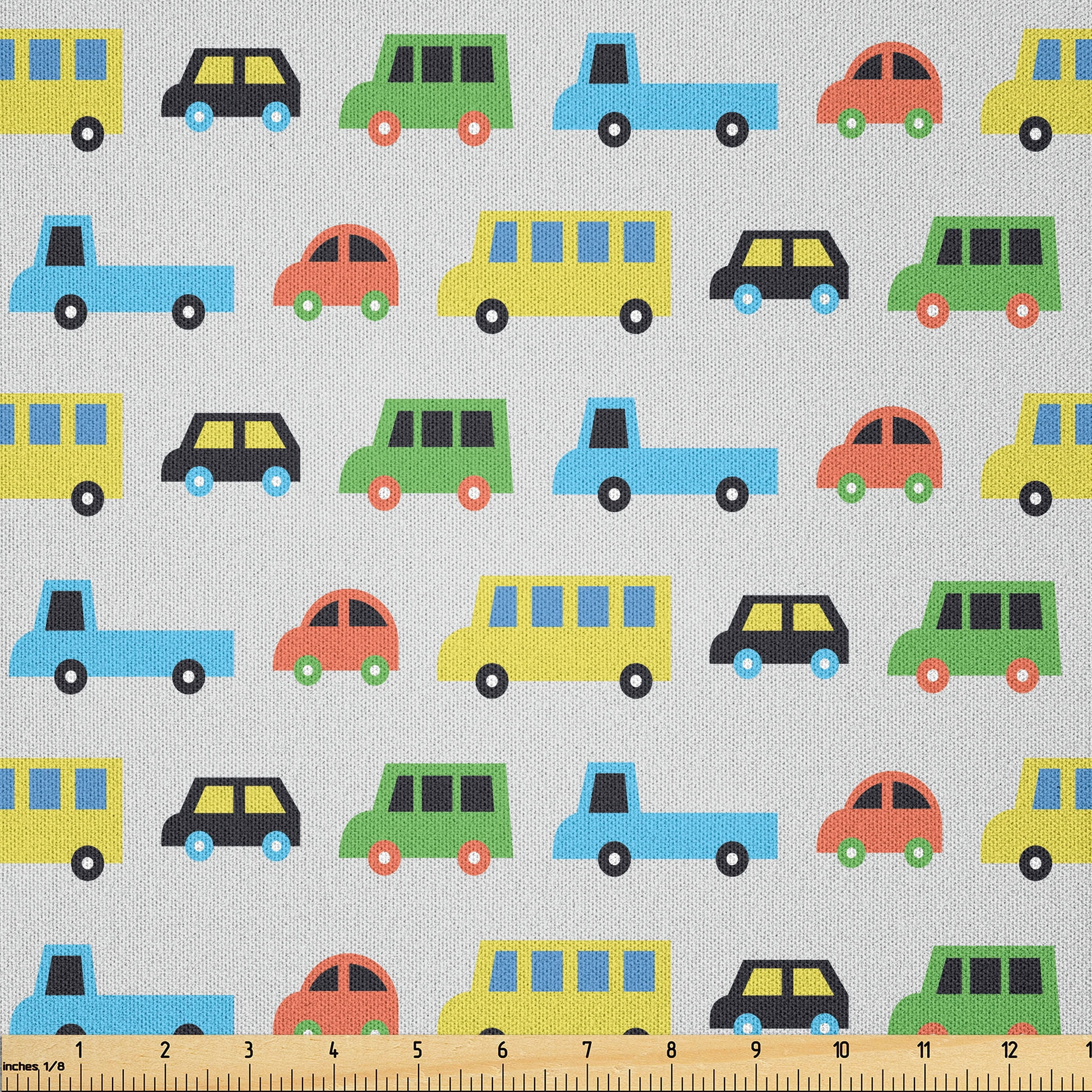Ambesonne Cars Fabric by the Yard Microfiber, Cartoon Vehicles ...