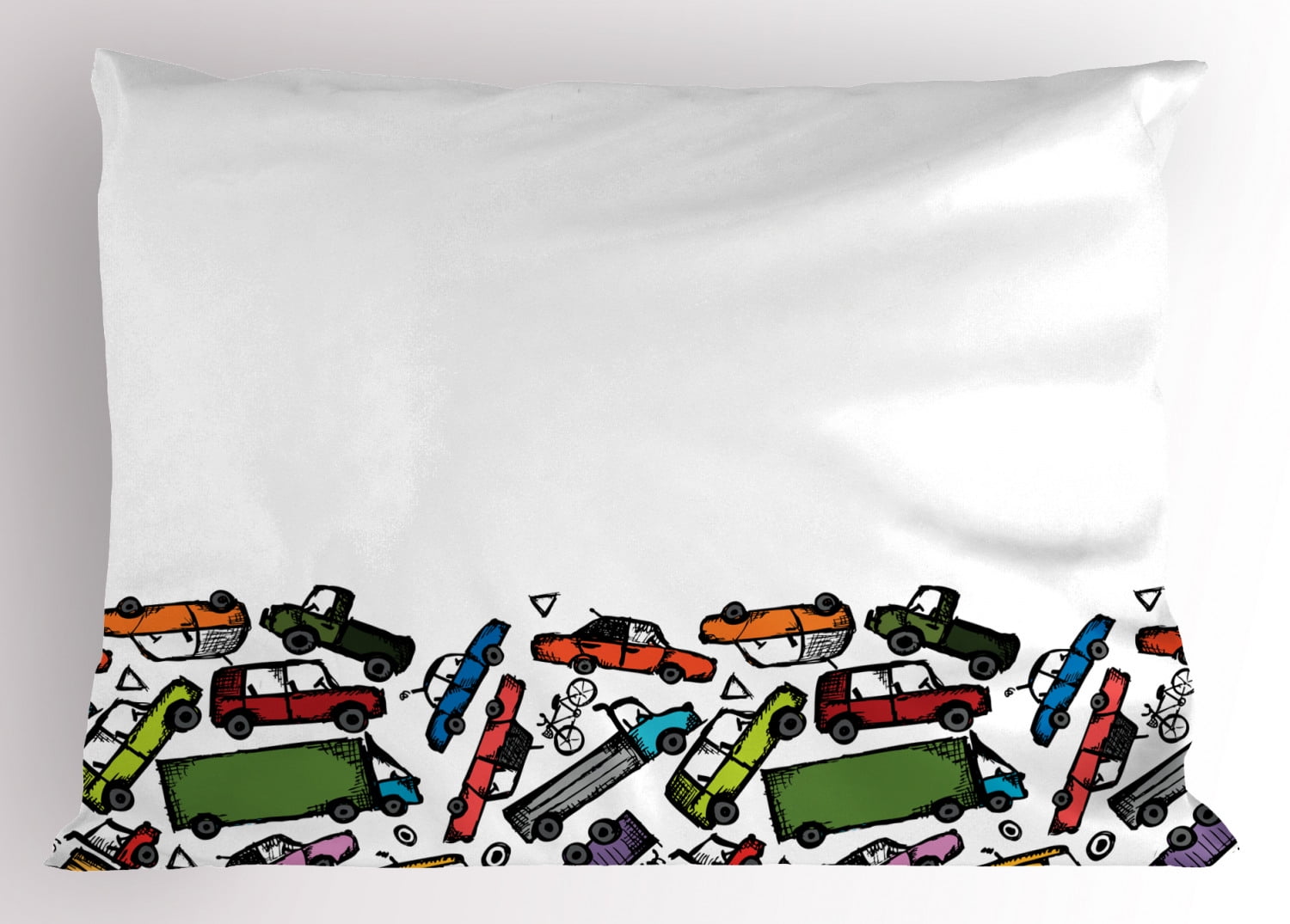 Ambesonne Cars Pillow Sham, Hand Drawn Wheels, 26" X 20", Multicolor ...