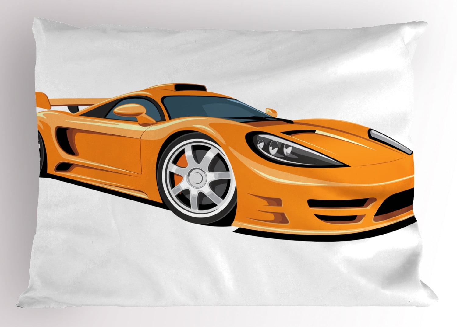 Ambesonne Cars Pillow Sham, Orange Fast Sports Car, 26" X 20", Pale ...