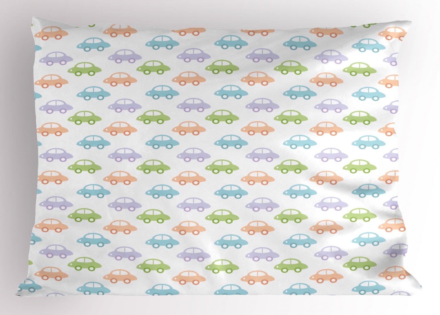 Ambesonne Cars Pillow Sham, Simple Pastel Automobiles, 36" X 20 ...