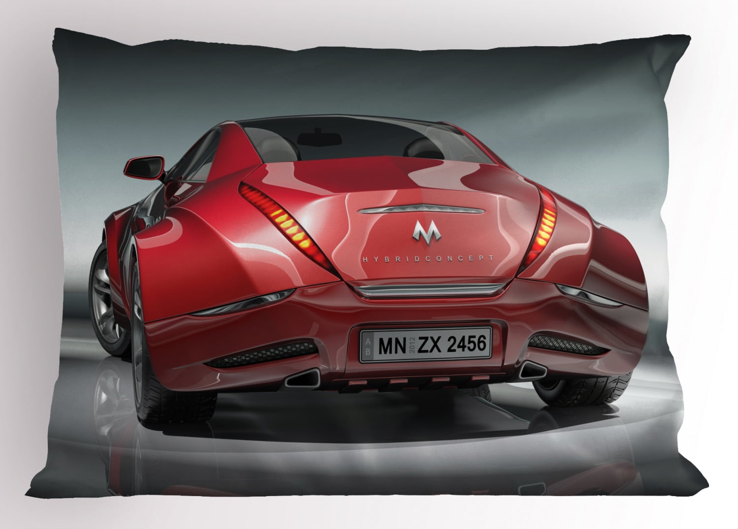 Ambesonne Cars Pillow Sham, Sports Car Powerful Engine, 26" X 20", Red ...