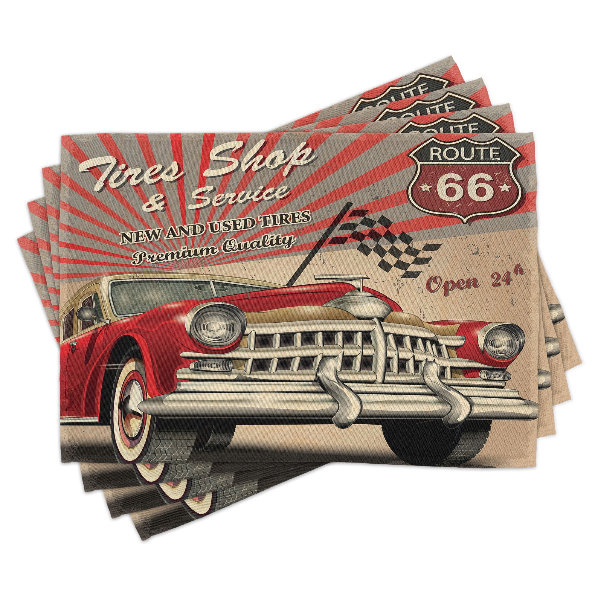 Ambesonne Cars Place Mats Set of 4, Repait Shop and Service, Standard ...