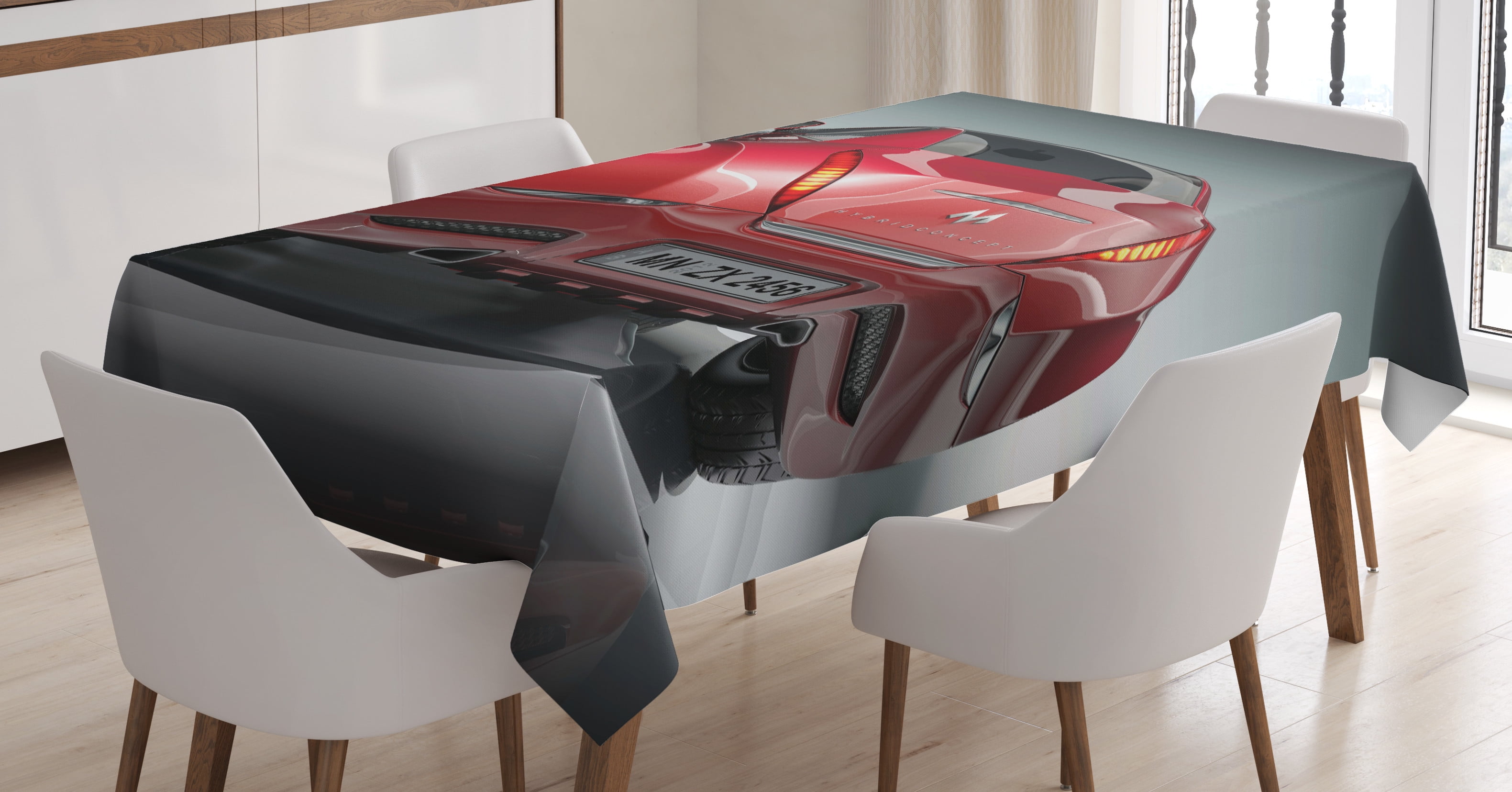 Ambesonne Cars Tablecloth Rectangular Table Cover, Sports Car Powerful ...