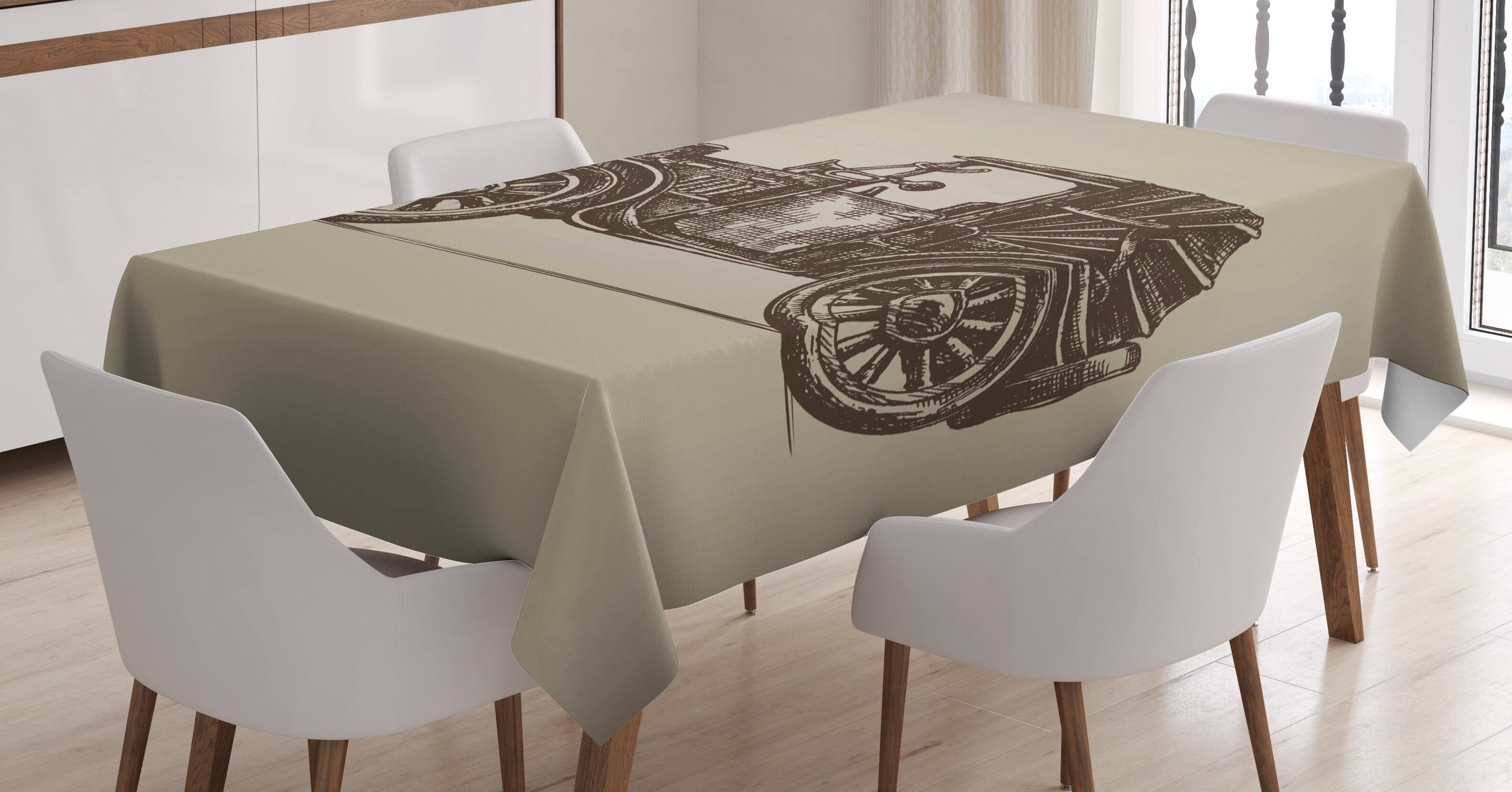 Ambesonne Cars Tablecloth Rectangular Table Cover, Vintage Car ...