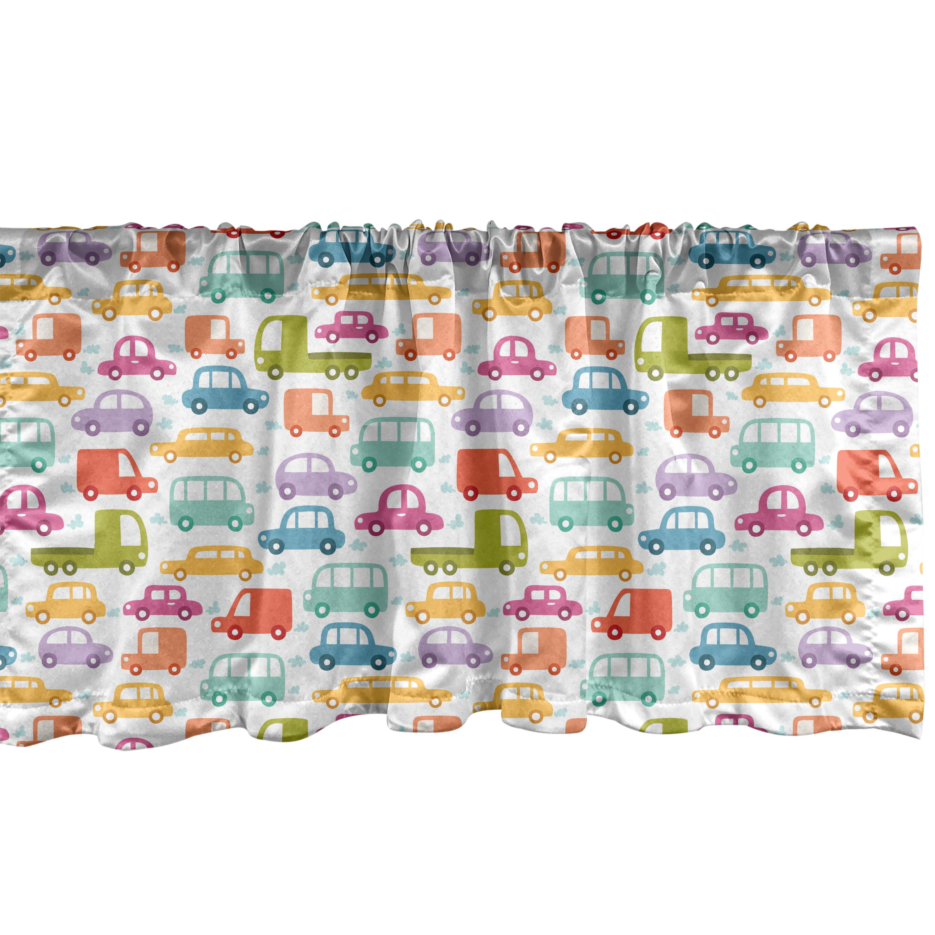 Ambesonne Cars Window Valance, Colorful Drive, 54" X 18", Multicolor ...