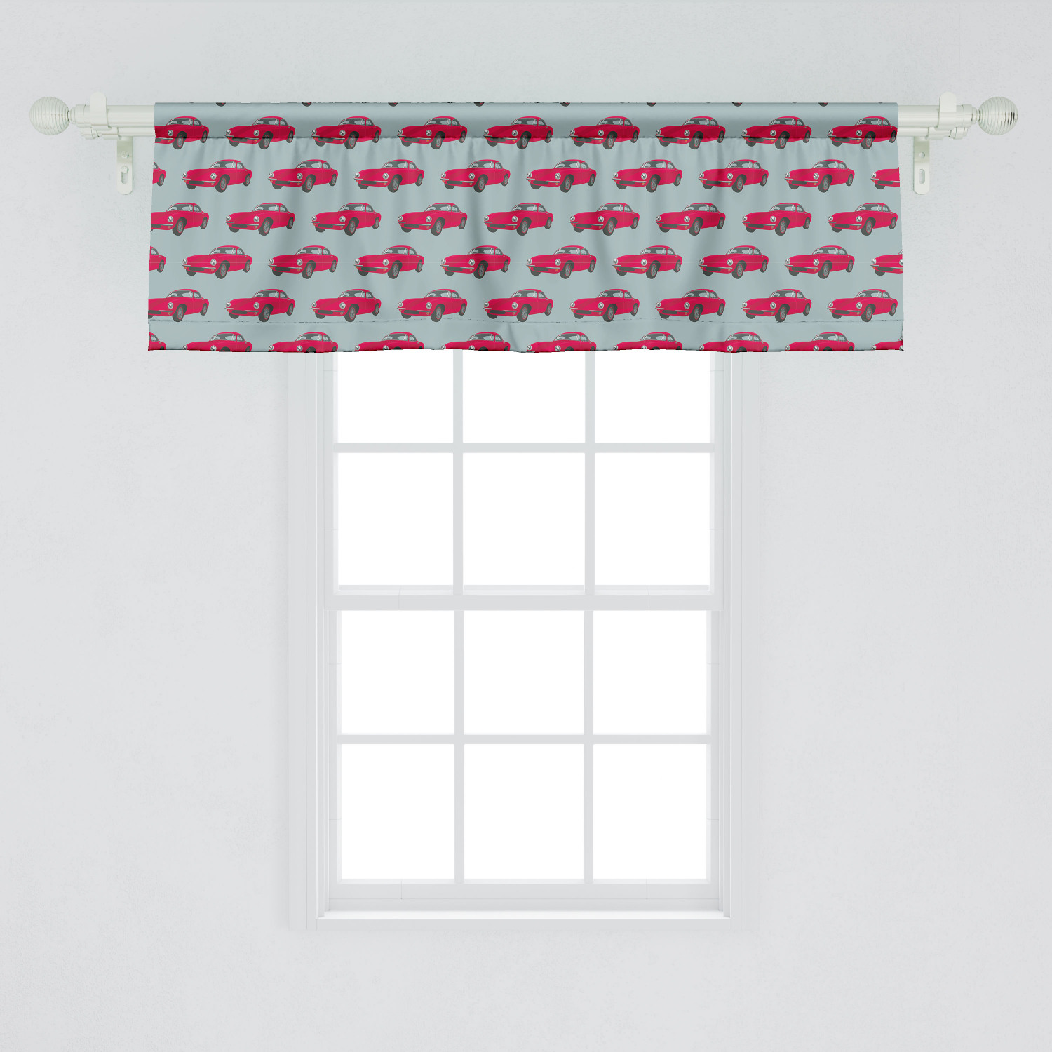 Ambesonne Cars Window Valance, Vintage Red Vehicles Retro Sports Cars ...
