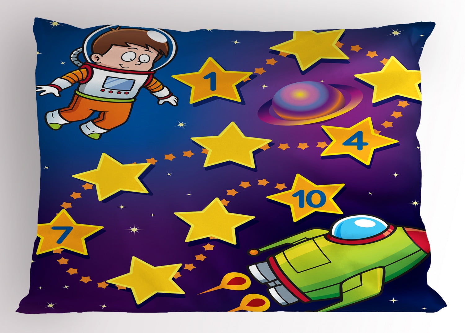Ambesonne Cartoon Activity Pillow Sham, Space Astronaut, 26" X 20 ...