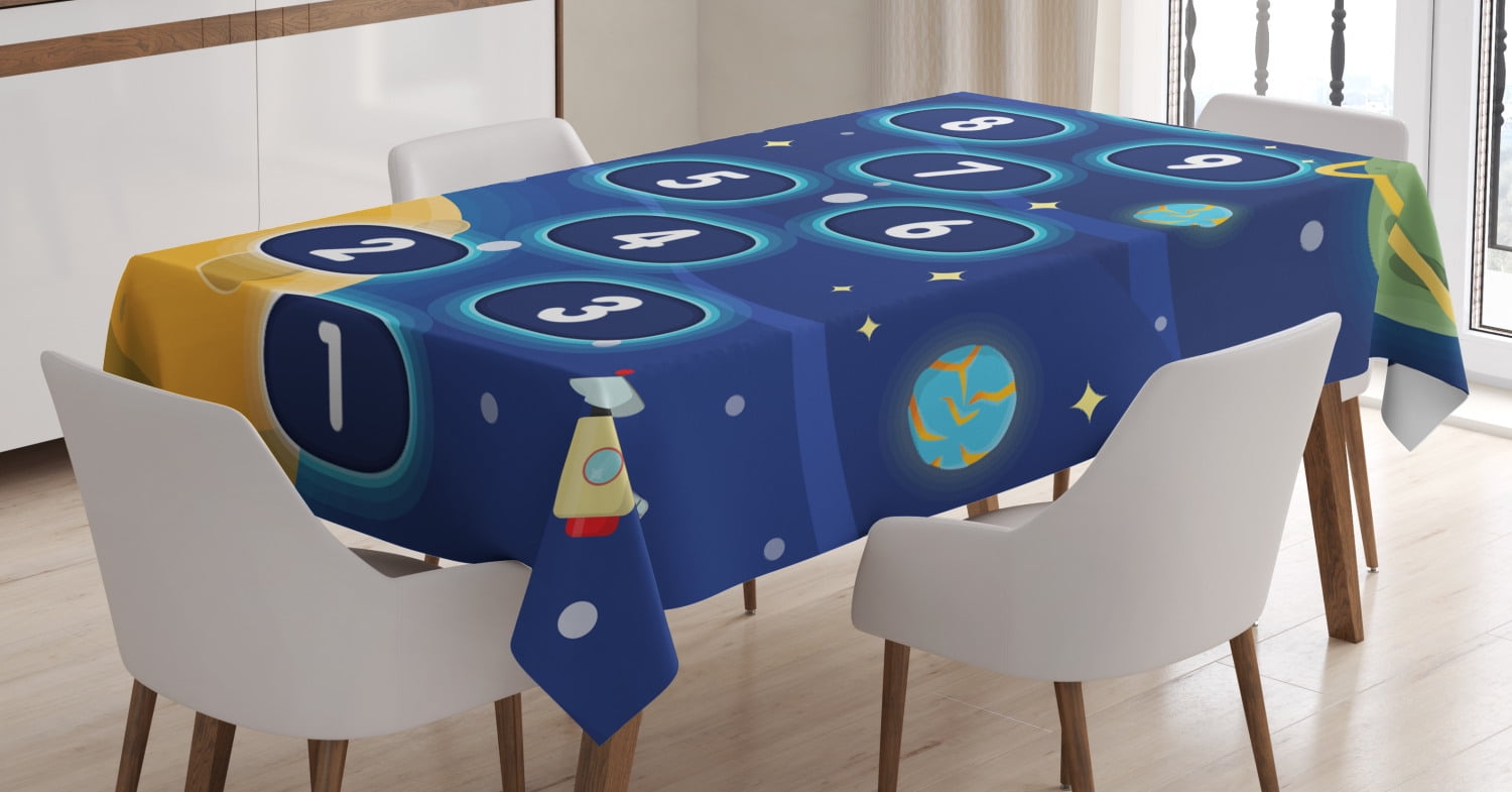 Ambesonne Cartoon Activity Tablecloth Rectangular Table Cover ...