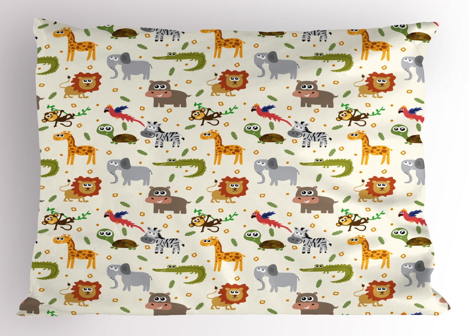 Ambesonne Cartoon Animal Pillow Sham, Savannah Life Funny, 26" X 20 ...