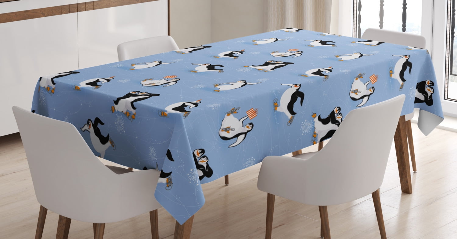 Ambesonne Cartoon Animal Tablecloth Rectangular Table Cover, Skating ...