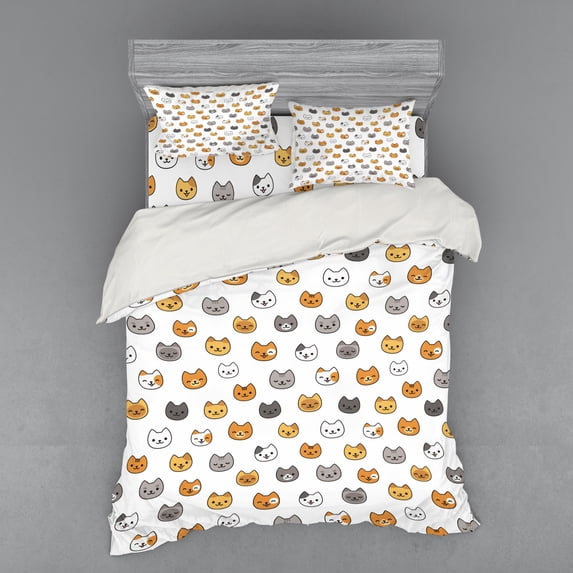 Ambesonne Cartoon Bedding Set 4 Pcs, Happy Funny Kittens, Queen, Pale ...