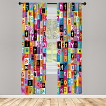 Ambesonne ABC Curtains, Letters Alphabet ABC, Pair of 28"x84 ...