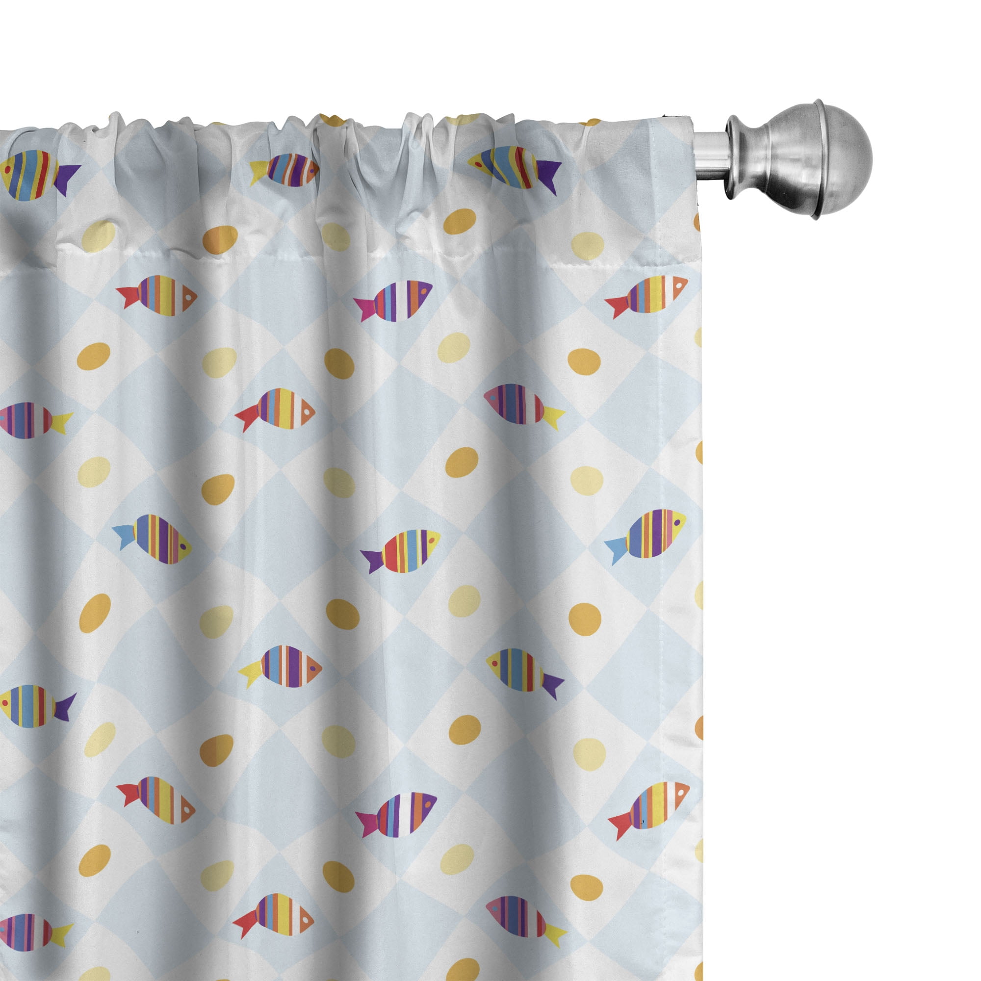 Ambesonne Cartoon Curtains, Fish Cartoon with Spots, Pair of 28"x95 ...