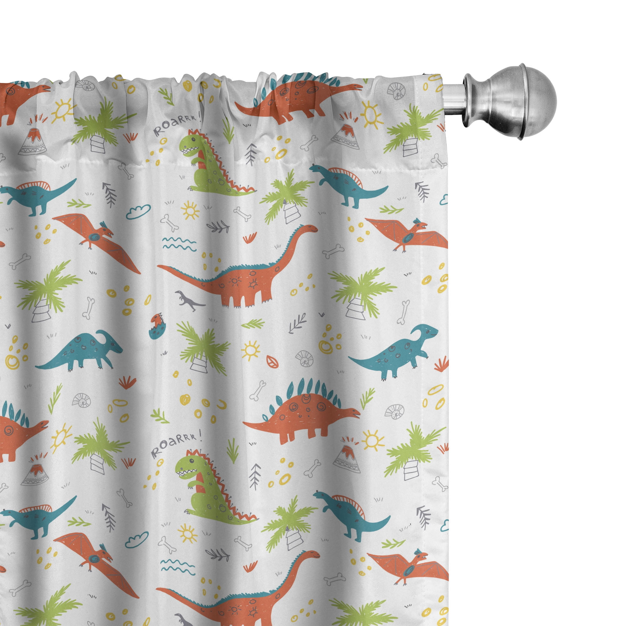 Ambesonne Cartoon Curtains, Prehistoric Wildlife, Pair of 28"x84", Multicolor - Walmart.com