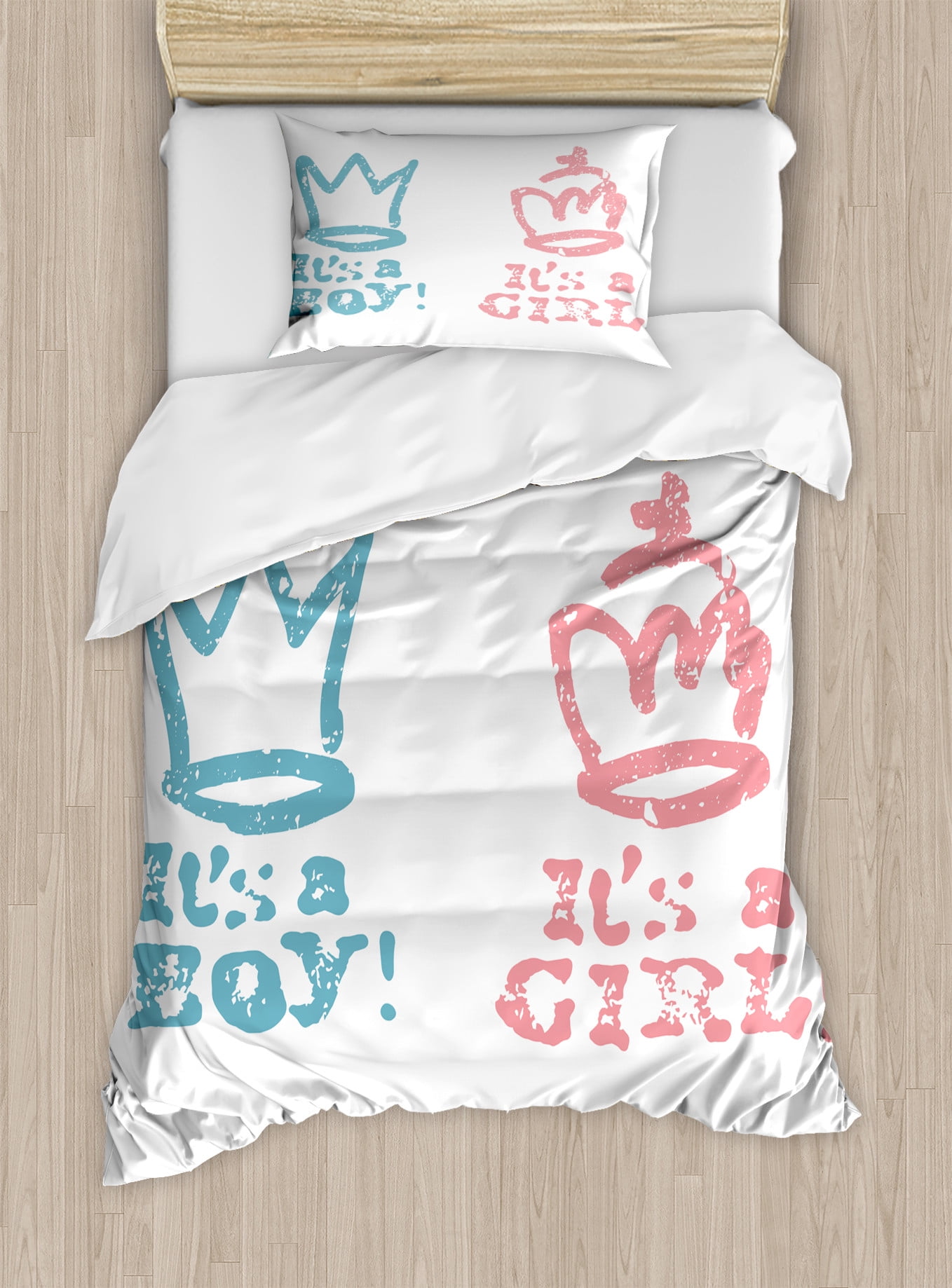 Ambesonne Cartoon Duvet Cover Sets, Girl Queen Boy King, 2-Twin, Pale ...