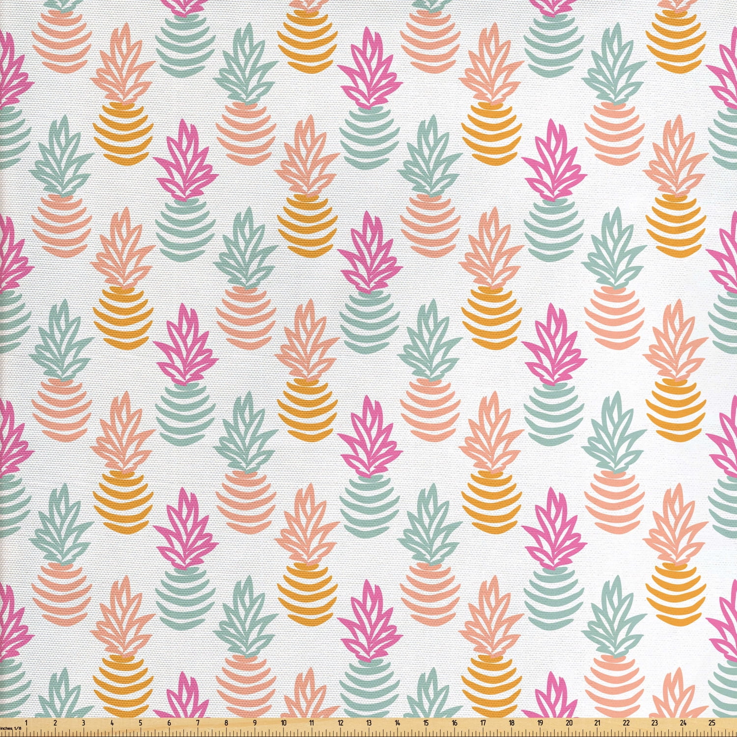 Ambesonne Cartoon Fabric by the Yard Upholstery, Pineapple with Brush Stroke, 2 Yards, Apricot ...