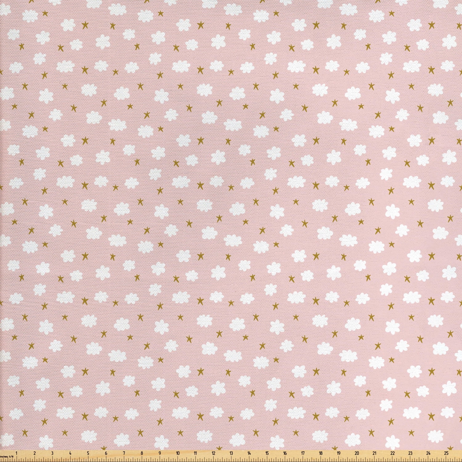 Ambesonne Cartoon Fabric by the Yard Upholstery, Stars and Clouds ...