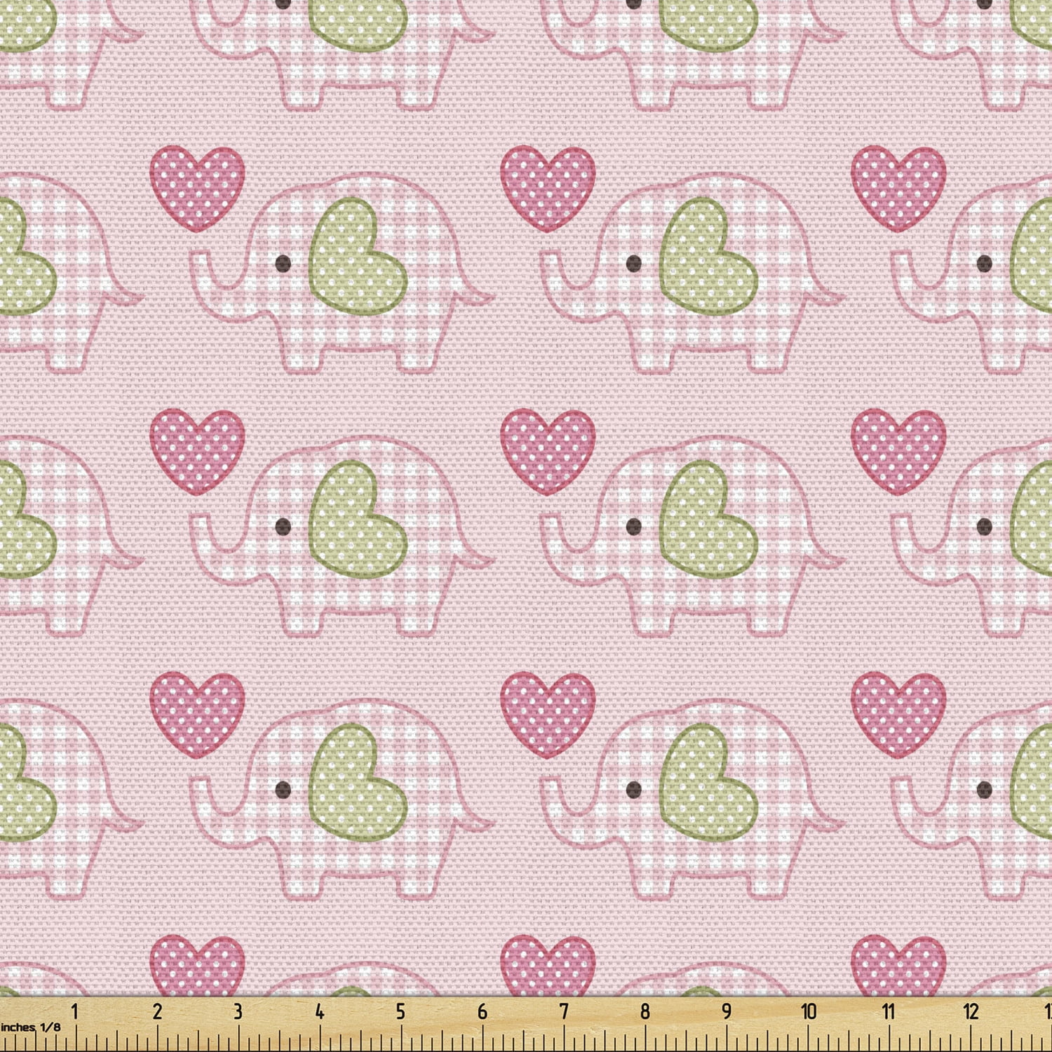 Ambesonne Cartoon Fabric by the Yard Upholstery, s Hearts Love, 1 Yard ...