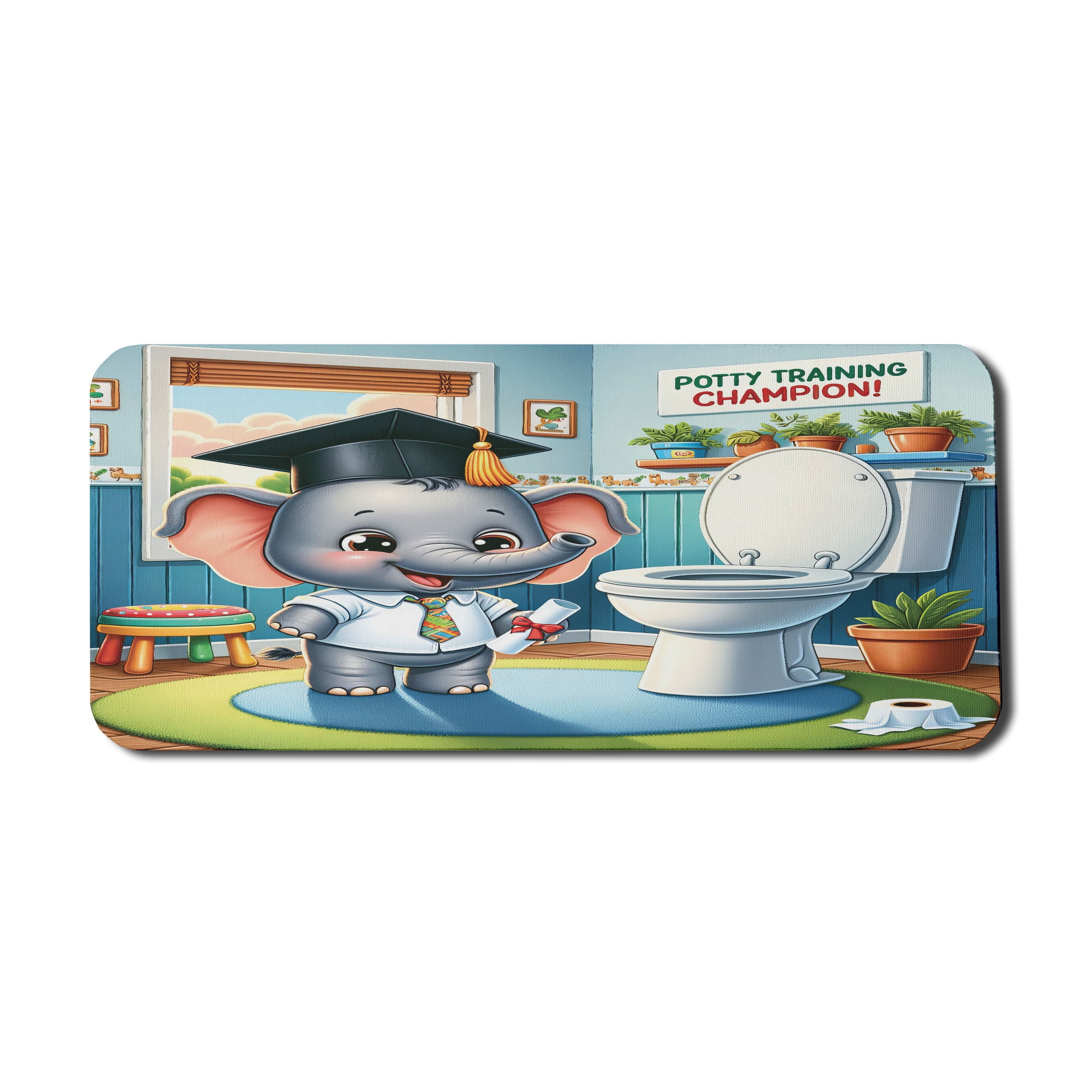 Ambesonne Cartoon Gaming Mouse Pad X-Large, Potty Training Elephant Art ...
